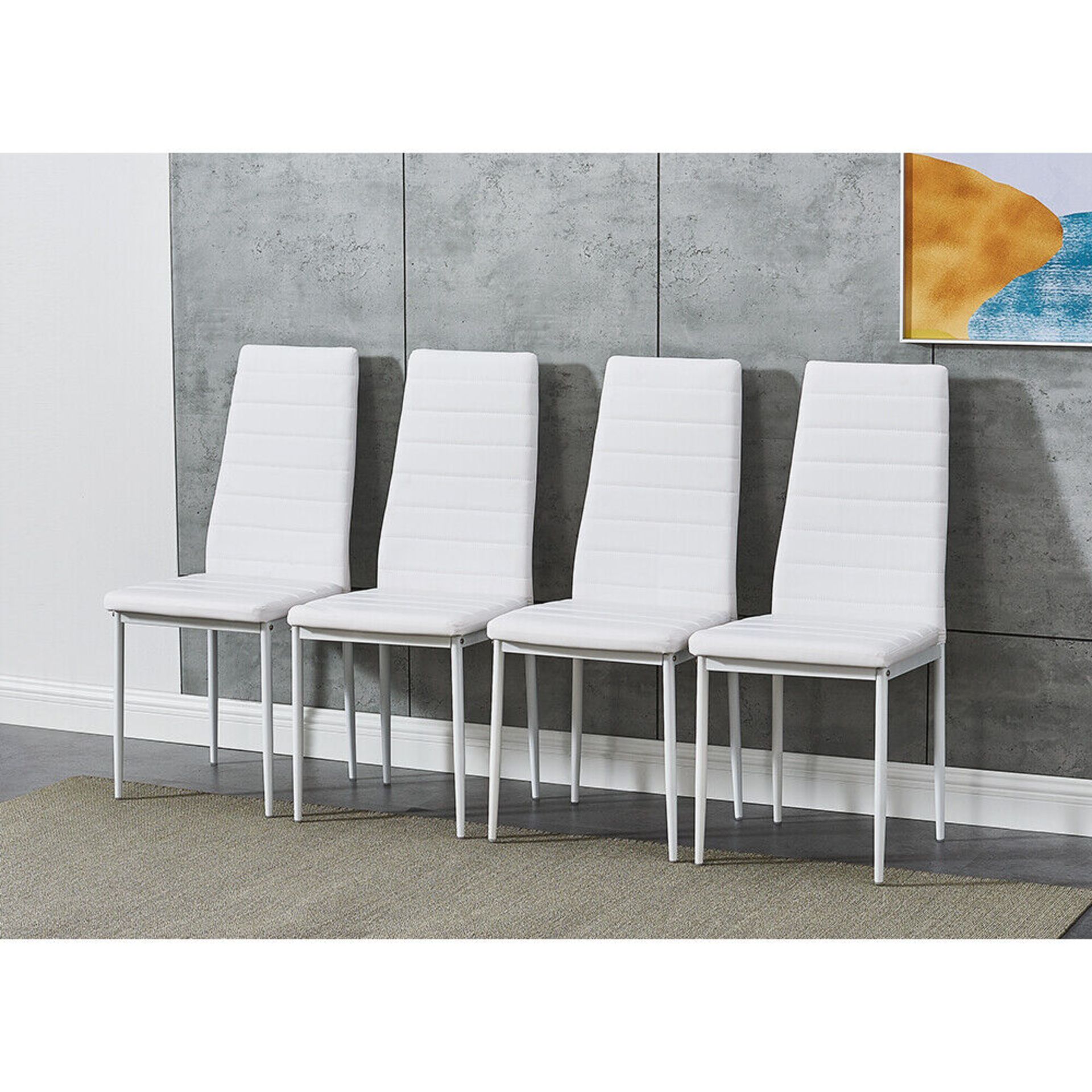 NEW SET OF 4 DINING CHAIRS HIGH BACK PADDED SEAT METAL LEGS . can be ...