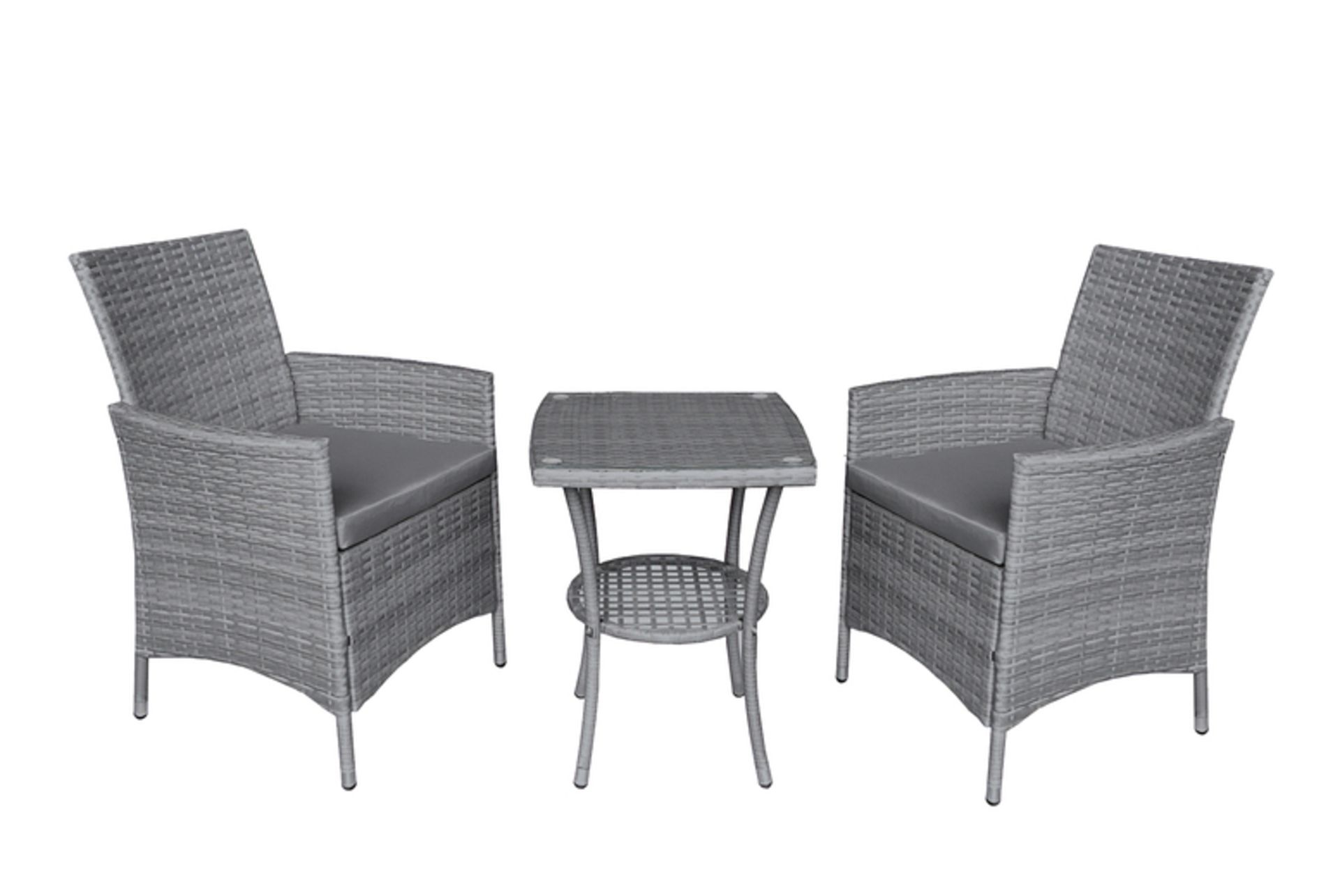 Product Info:Get a two-seater polyrattan bistro set.Includes two chairs ...