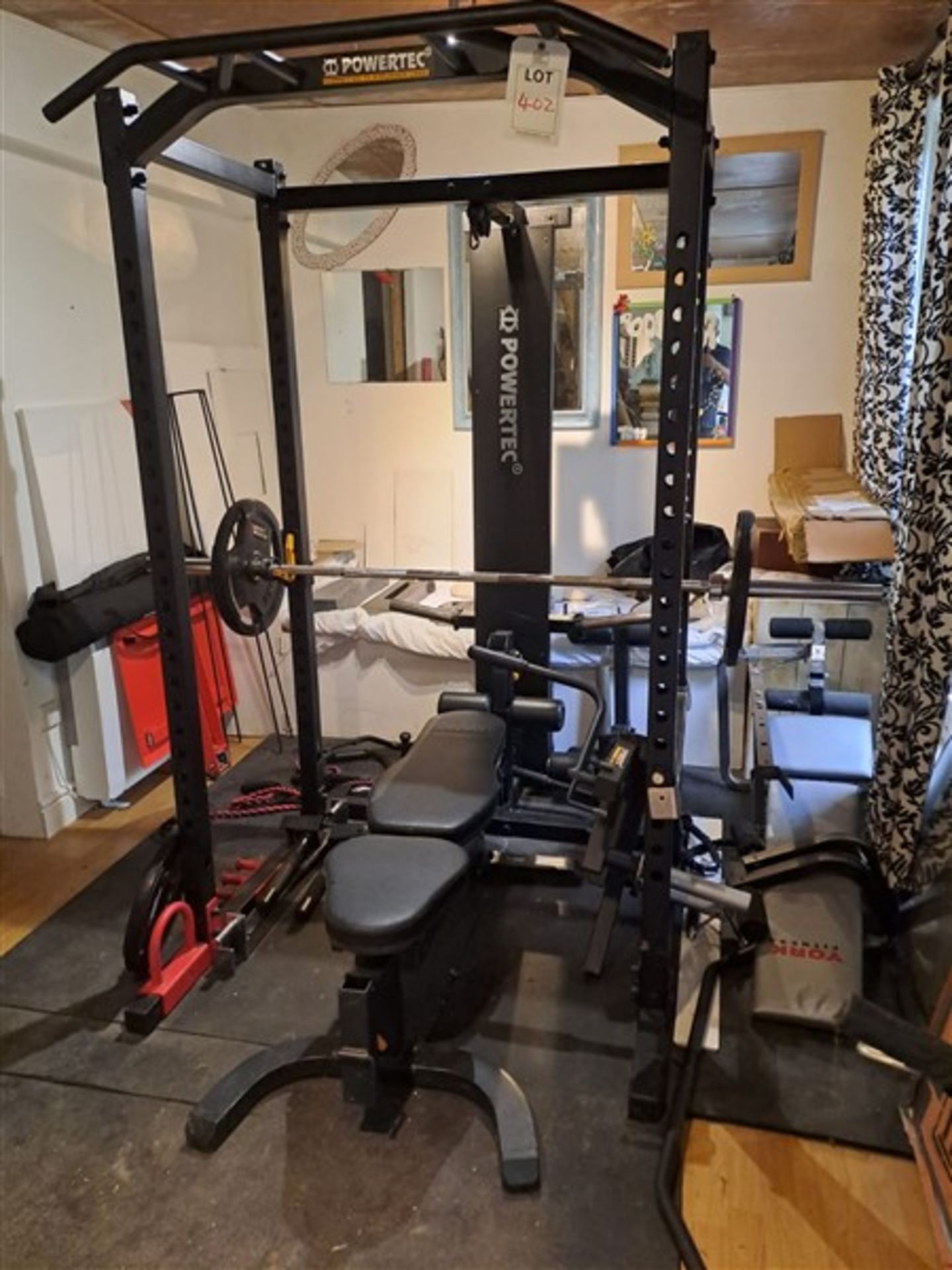 Power Tec Home Gym with Powertec Power Rack with Lat tower, bench ...