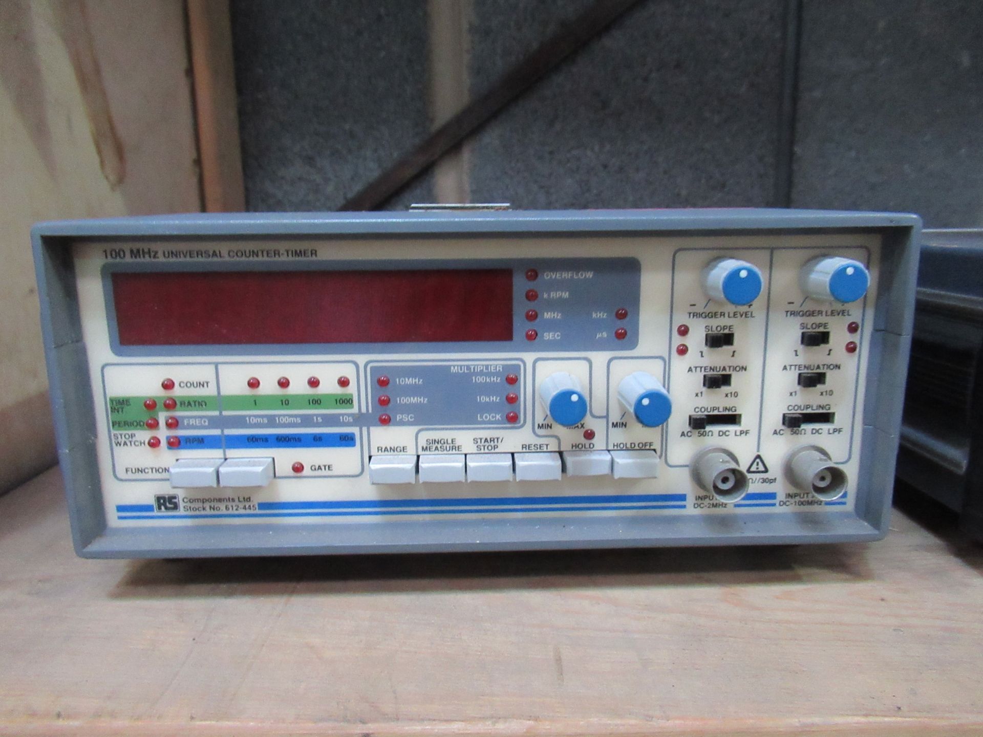 Shelf of Test Equipment including Oscillator, Counter Timer and a ...
