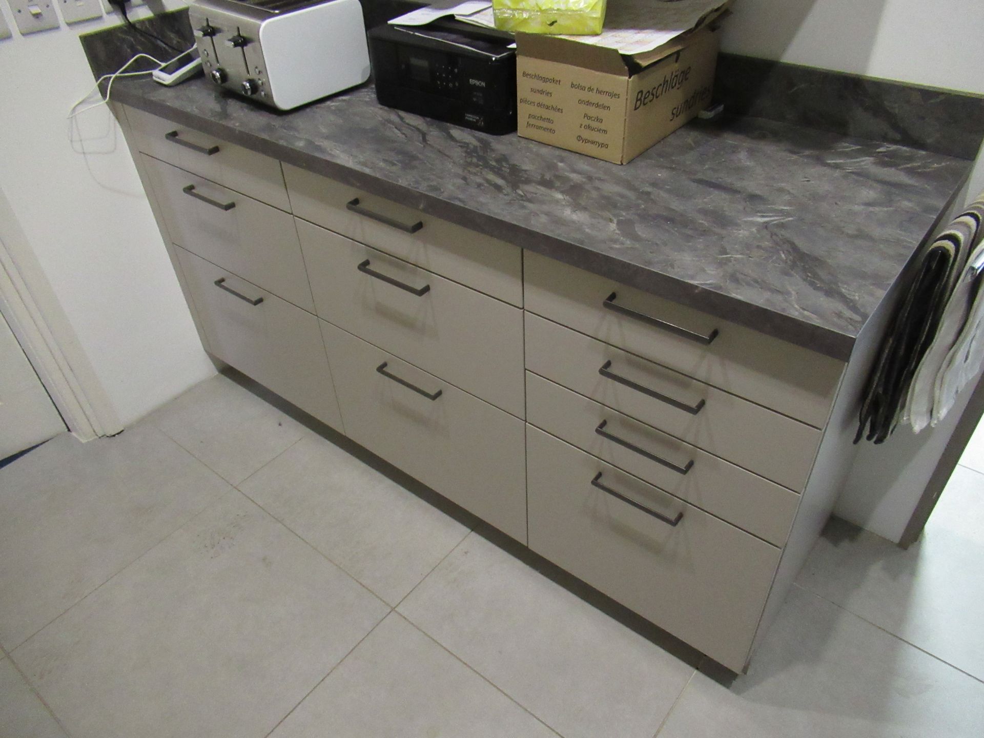 Staff Kitchen inc. Häcker Uno Cashmere Cabinets, Laminate Worktop, Sink ...