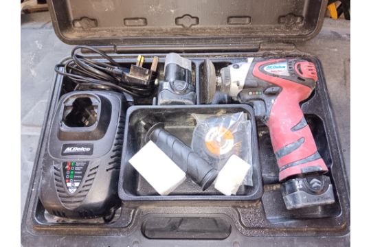 AC Delco ARS1210 polisher mini polisher with 2 x 2ah Batteries and Charger