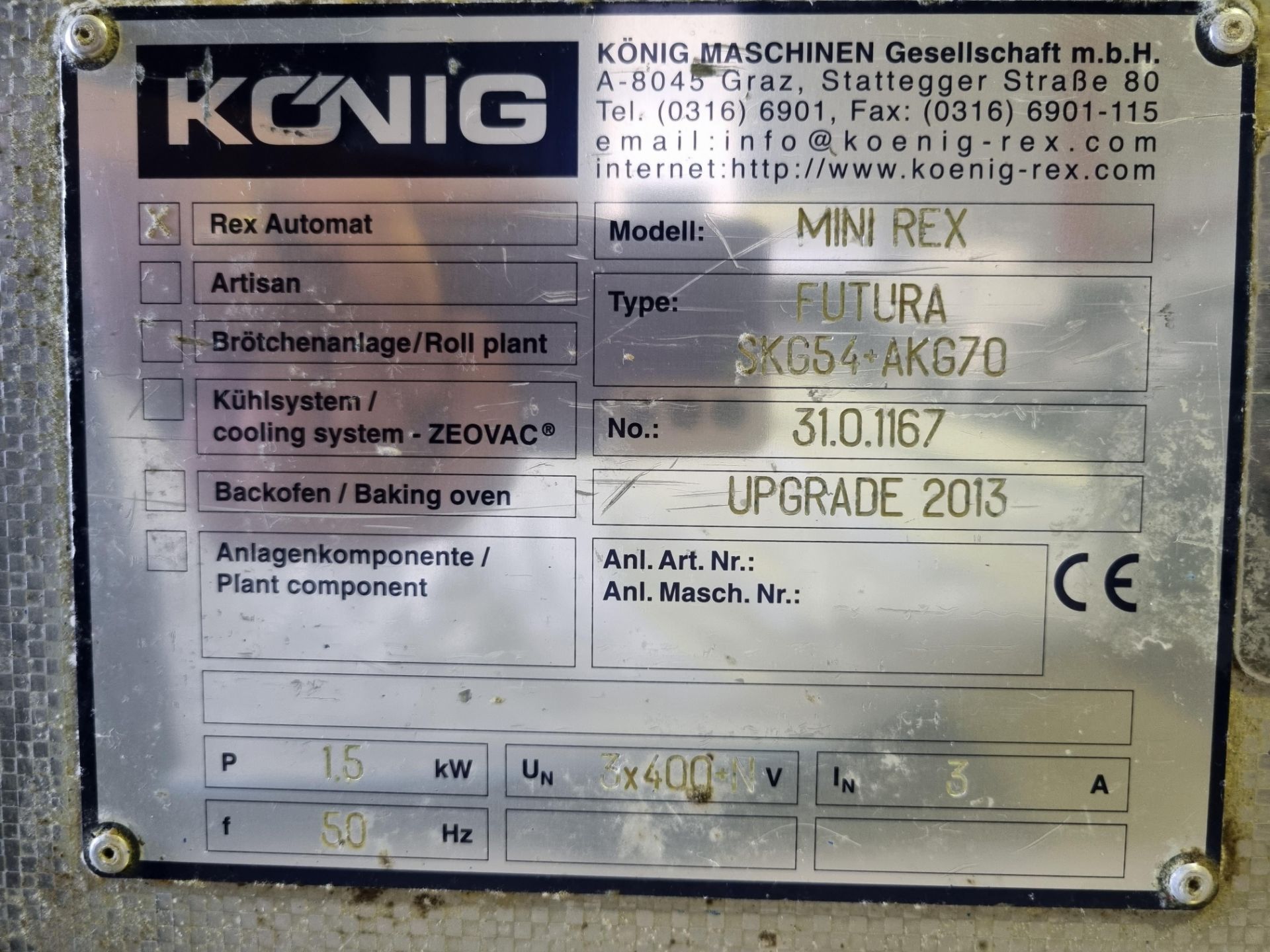 Konig Mini Rex Futura SKG 54 +AKG70 Dividing and Rounding unit. 4000 ...