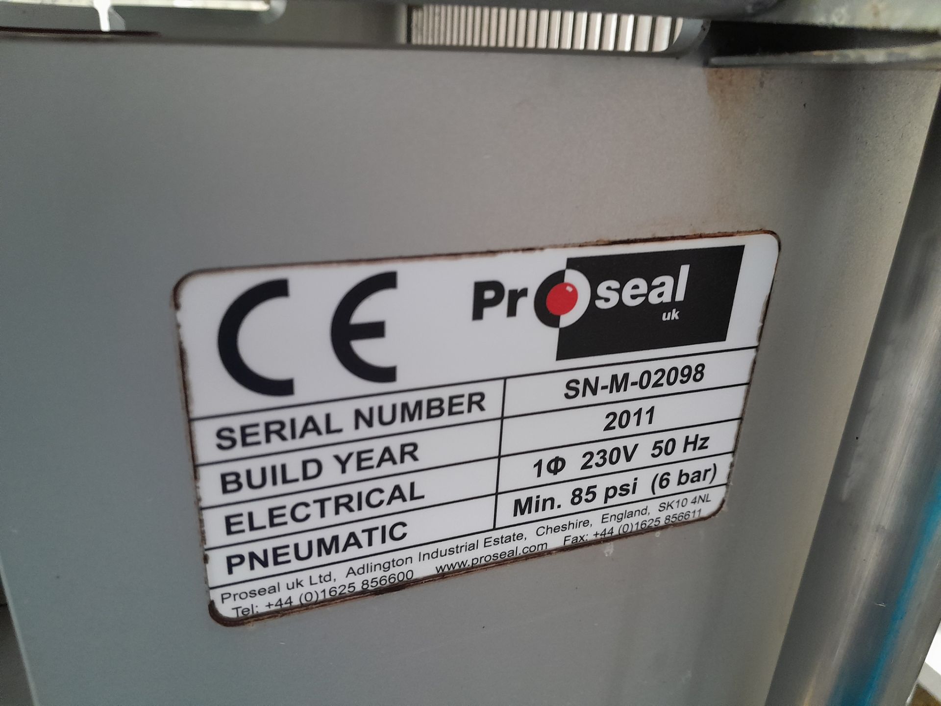 ProSeal twin tray sealer, Serial Number M-2098, 2011