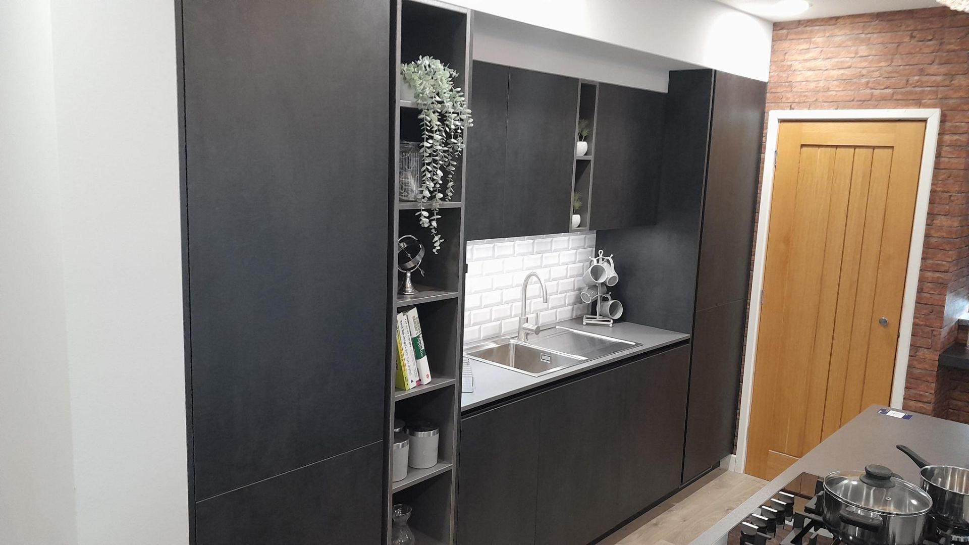 Hacker Comet Putty Concrete Black ex display kitchen to include Neff ...