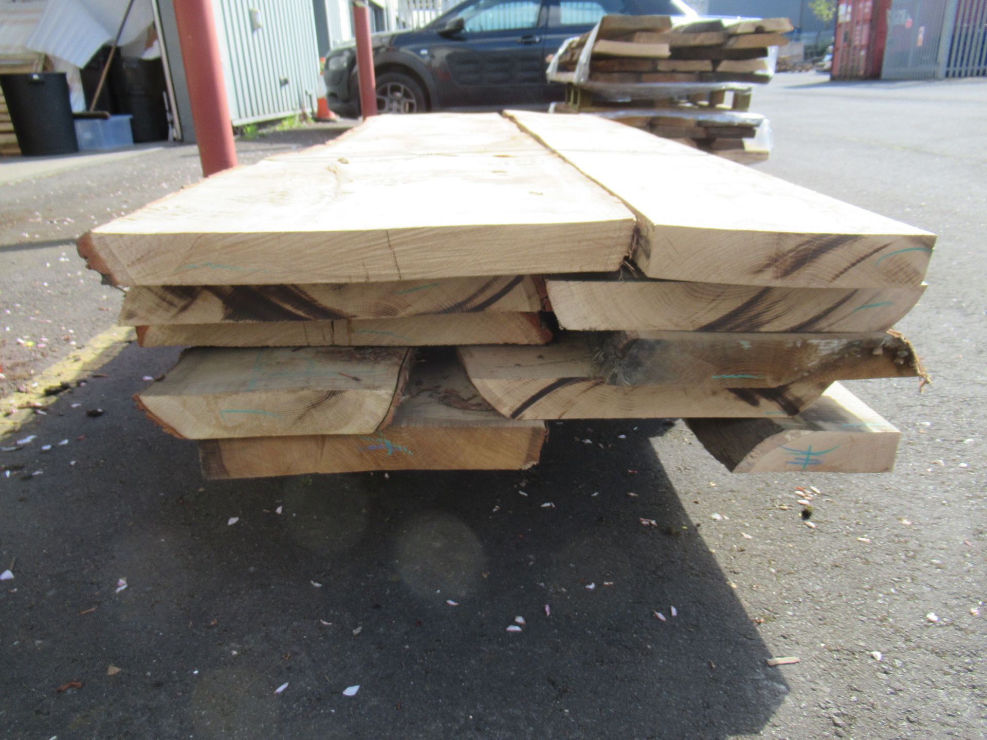 Bundle of 10 air dried Oak planks. Approx. 2.5m long x 50mm thick ...