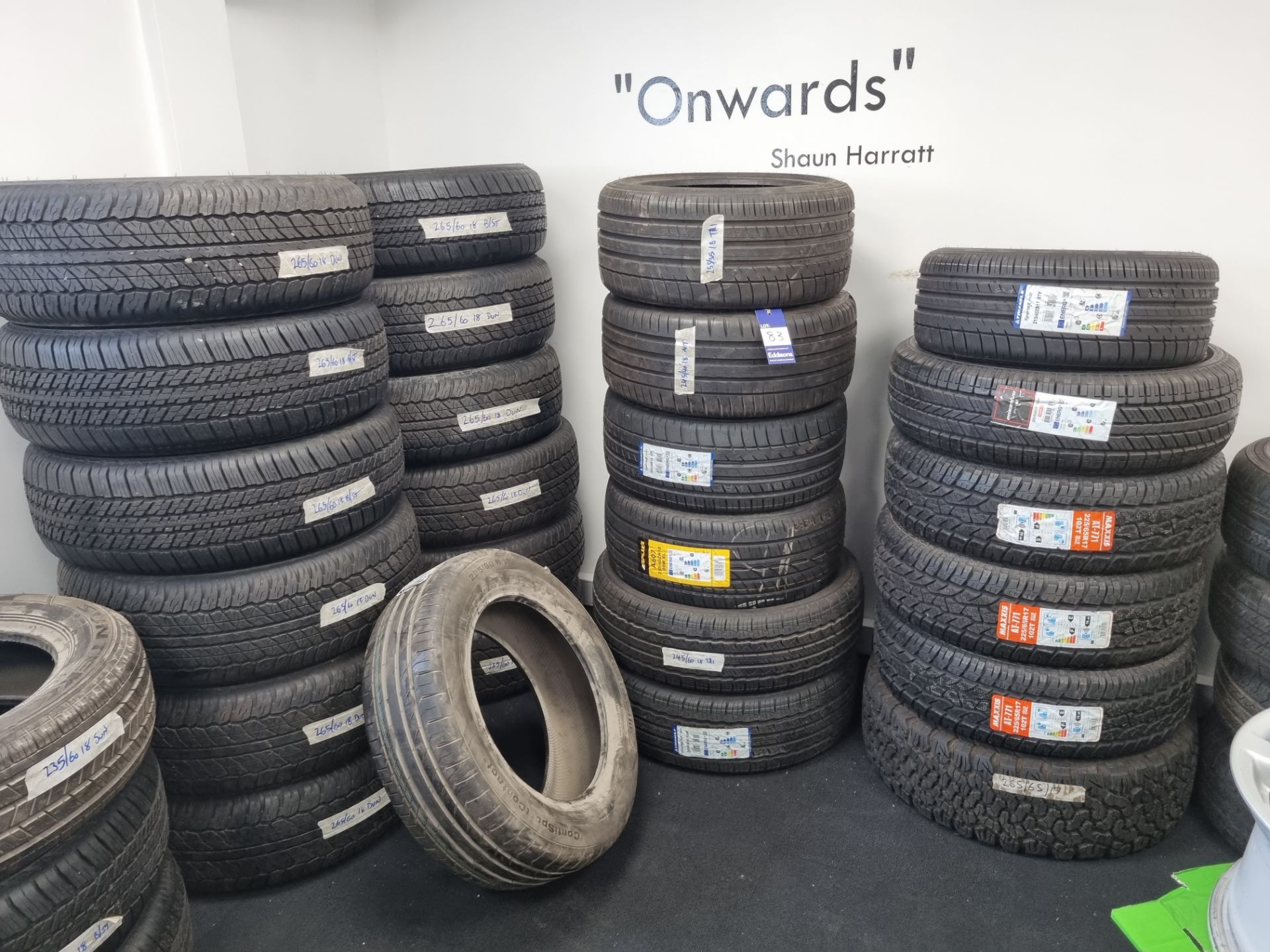 Quantity of approximately 46 assorted tyres