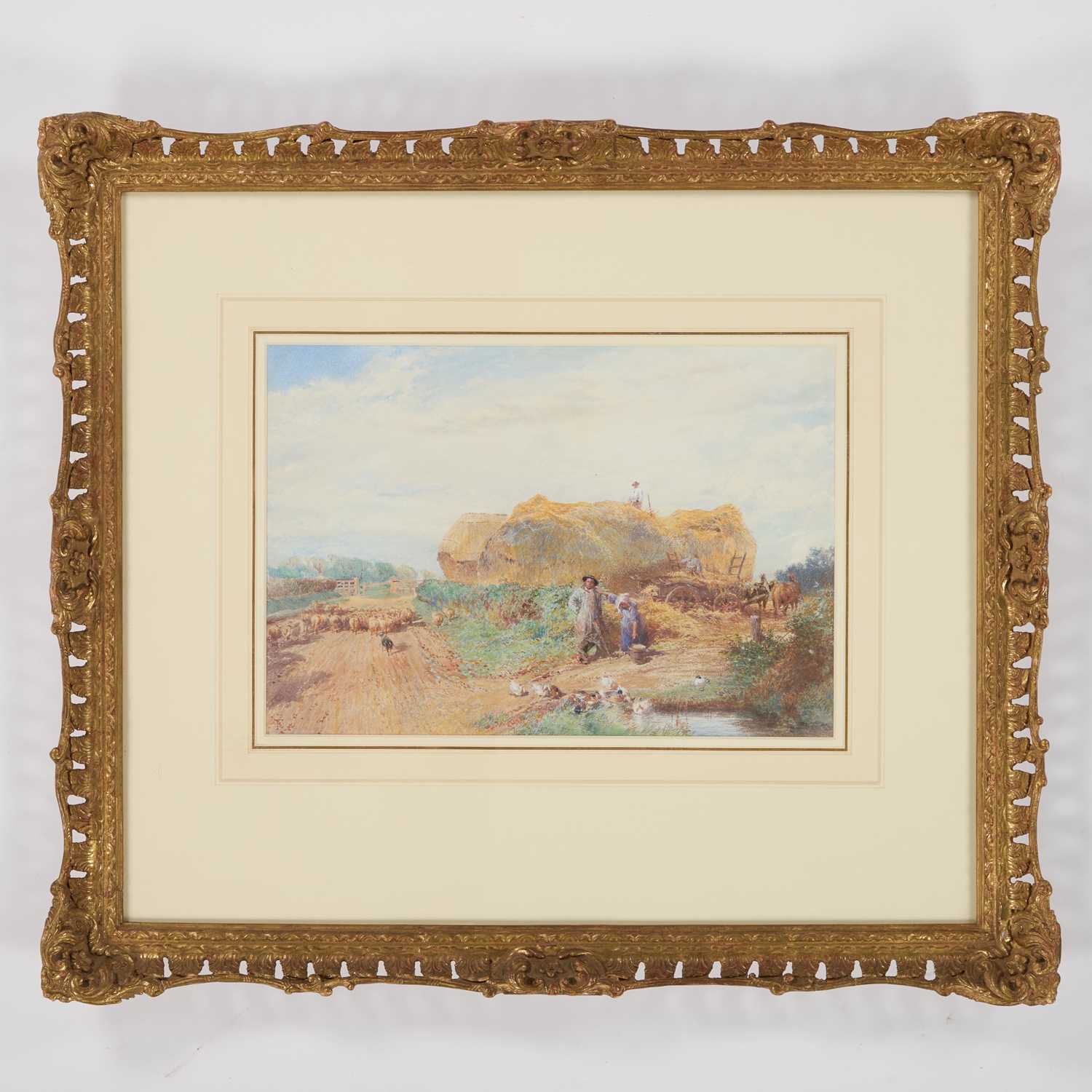 MYLES BIRKET FOSTER RWS (1825-1899) THE STACK YARD Signed with monogram ...