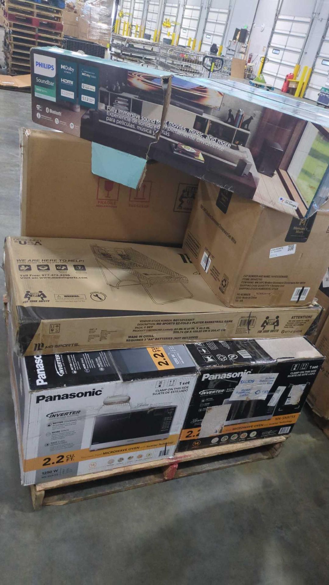 Pallet- Storm tv shell, Philips soundbar with box damage, Stoneware set ...