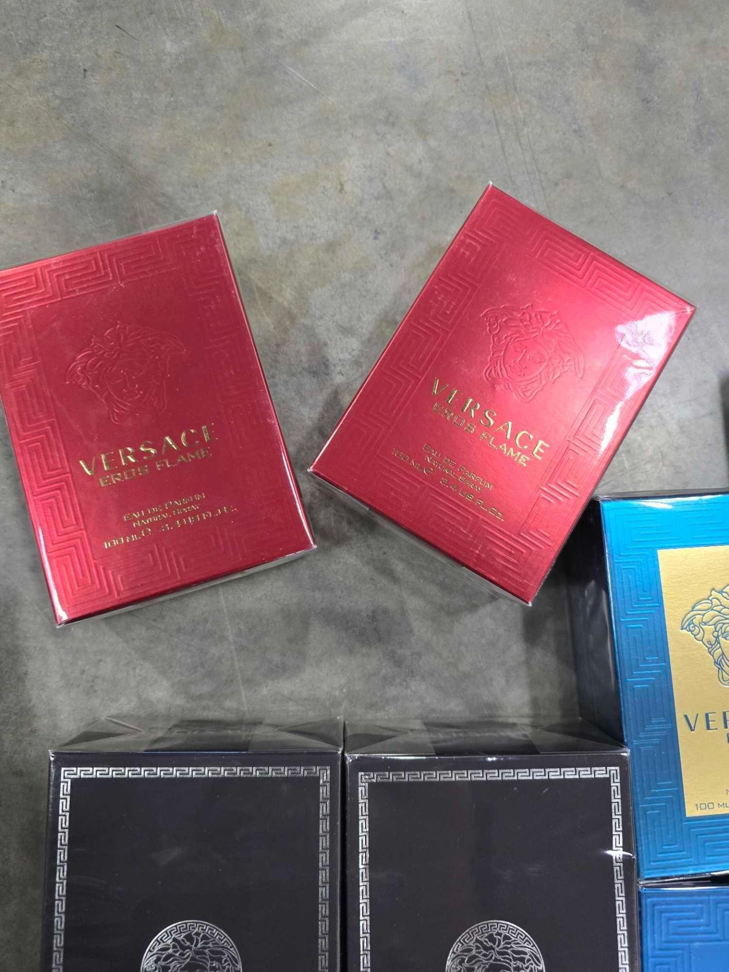 box of Versace colognes