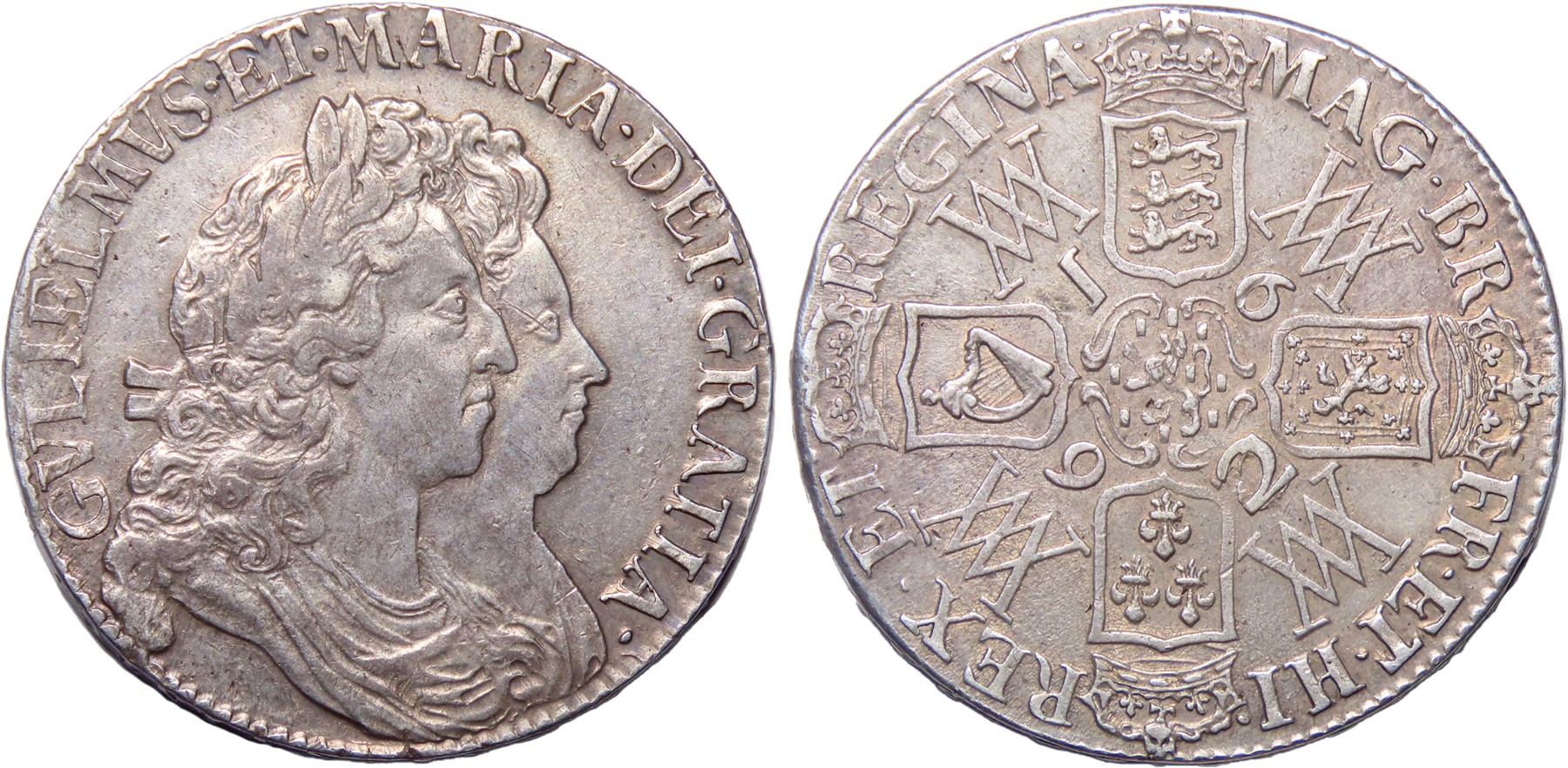 William & Mary. 1688-1694. Crown. Dated 1692 (2 over inverted 2) and ...