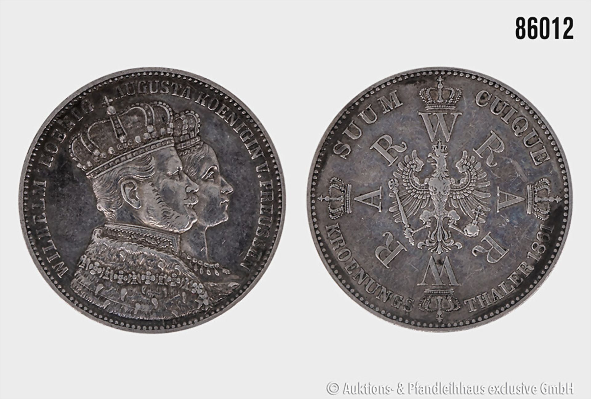 Altdeutschland 1 Taler 1861 Krönungstaler Wilhelm u. Augusta Preussen ...