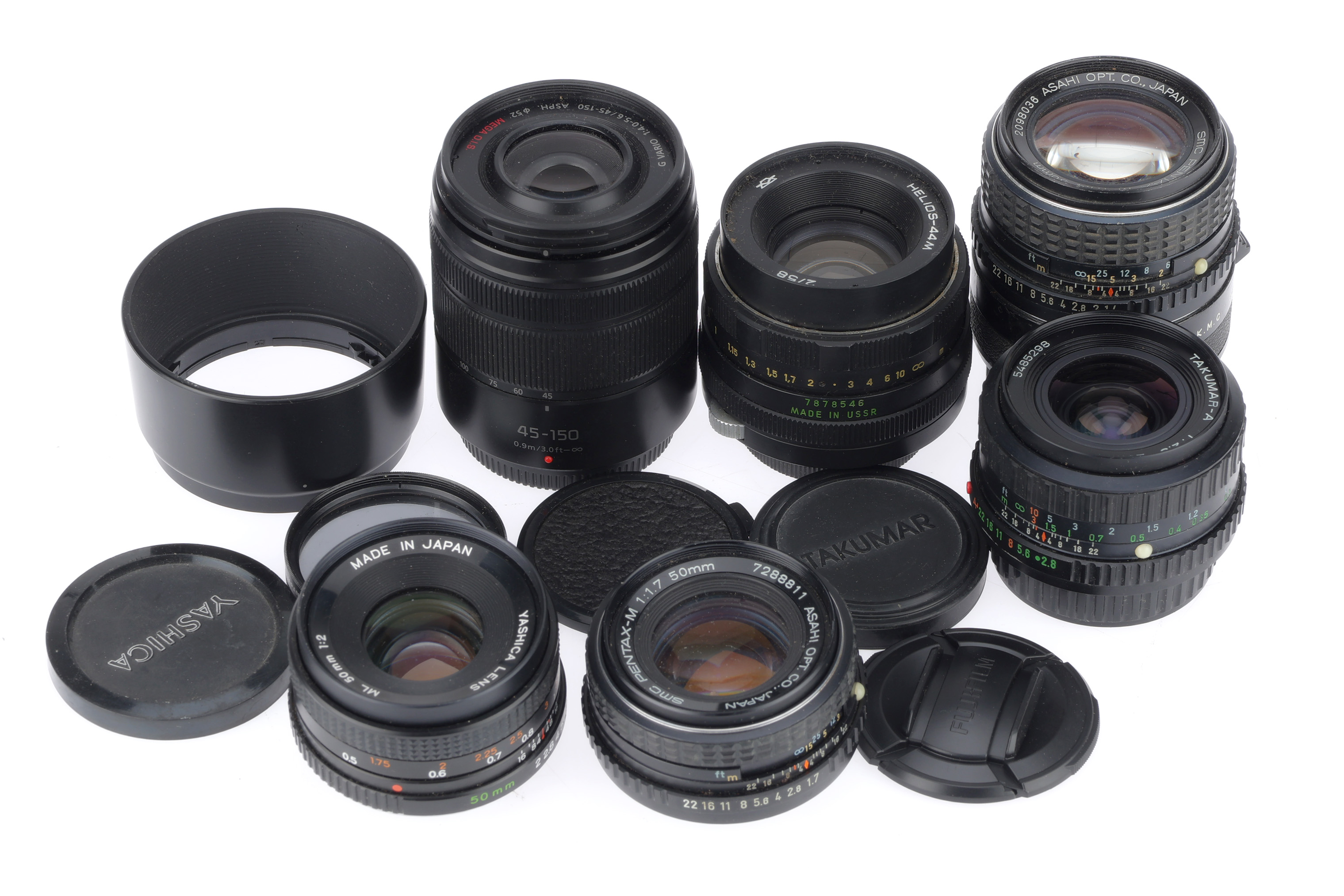 A Selection of 35mm Camera Lenses, to include a Pentax M f/1.4 50mm ...