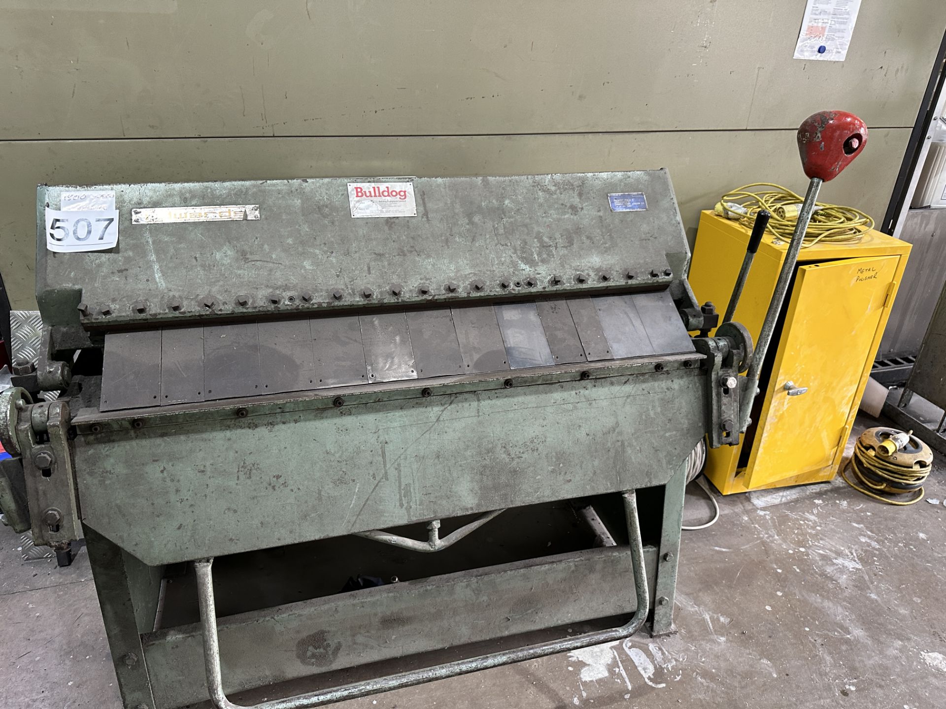 1 x Edwards metal sheet bender. Dimensions approx. 1.8 m x 600 mm x 1.2 ...