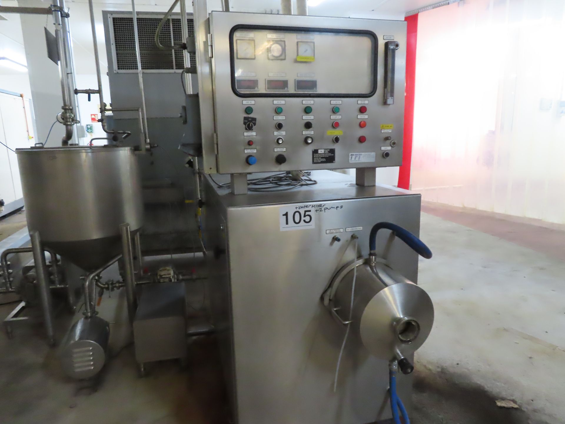 1 x Tannis Foodtech aeration machine with batter mixer. Approx. 900 mm ...