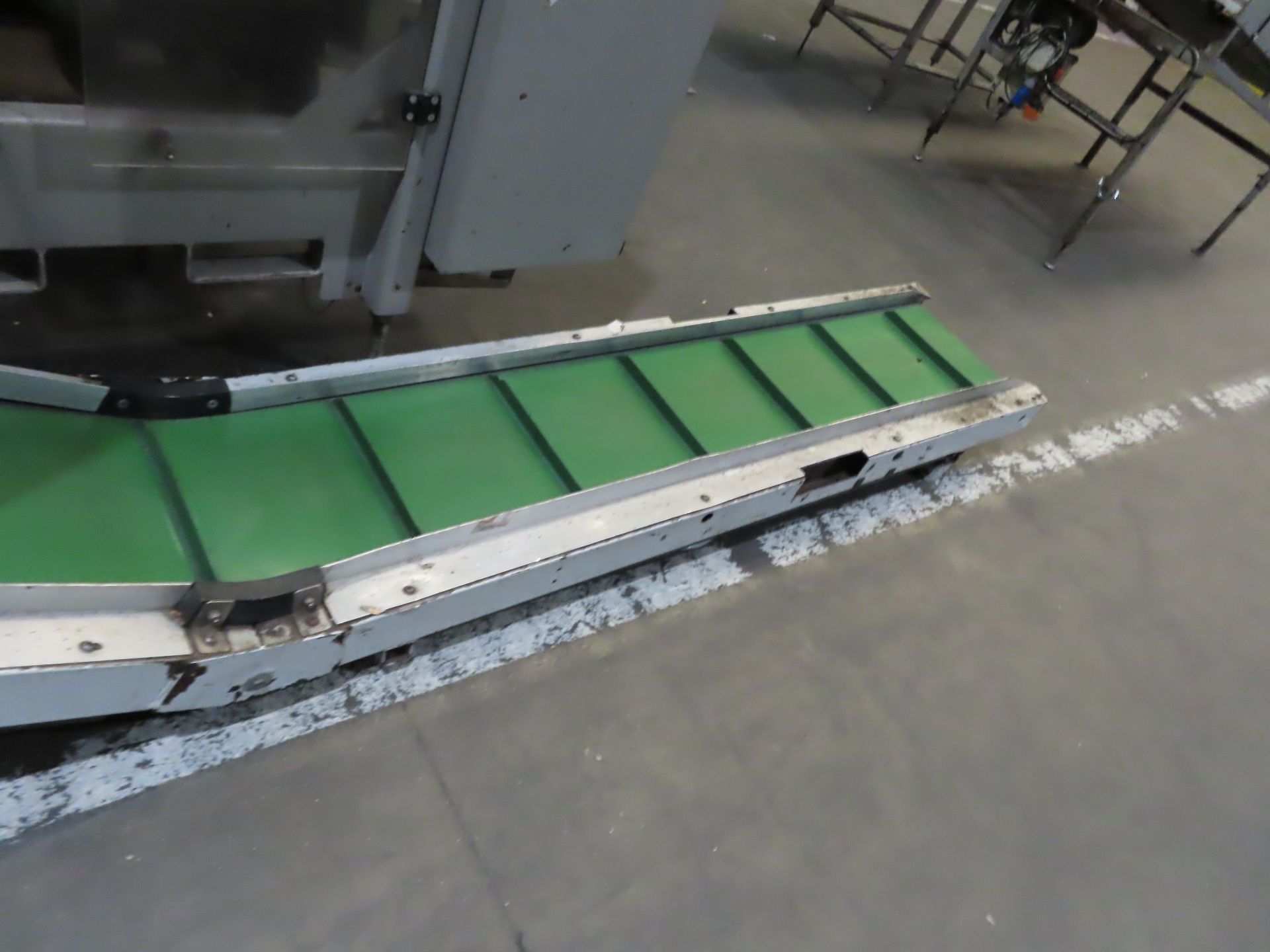 1 x Elevated outfeed conveyor. Belt width approx. 350 mm. Gap between ...