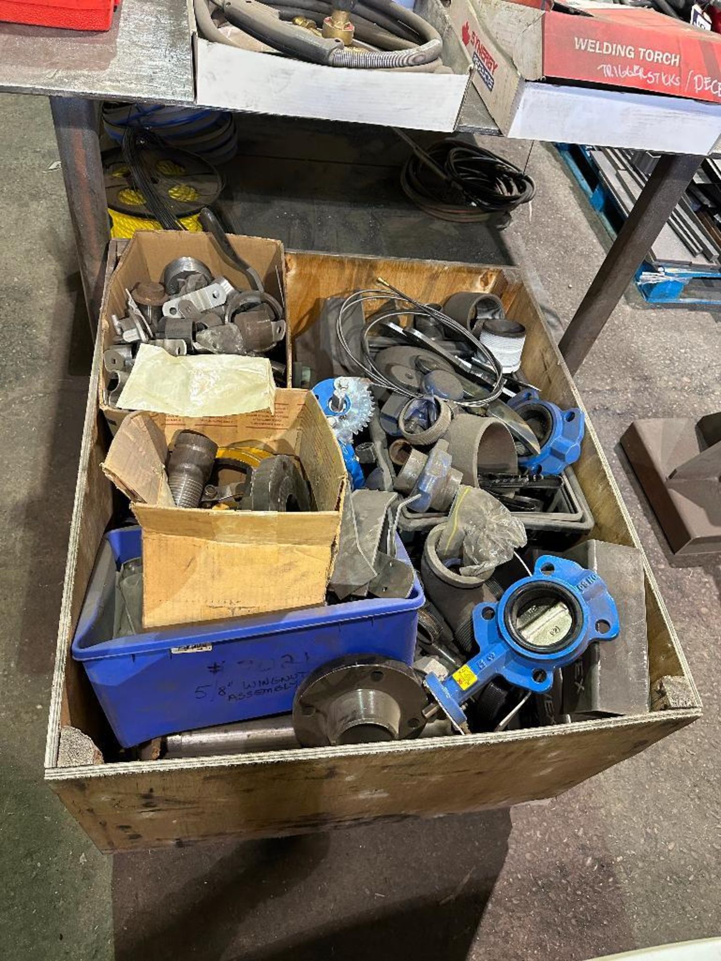 Crate of Asst. Steel Including Valves, Fittings, Steel Parts, etc.