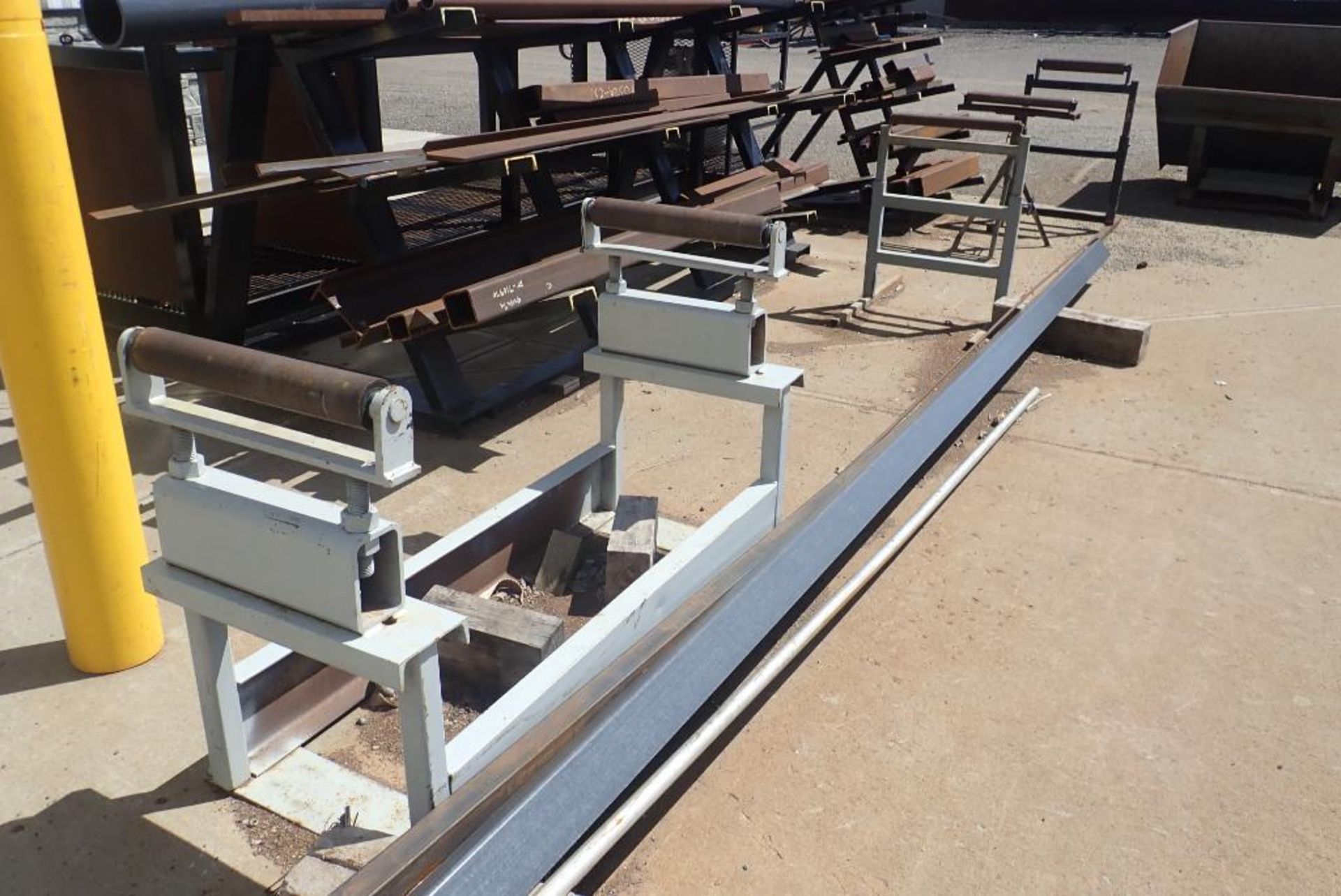 Lot of (1) Double and (3) Single Infeed Roller Stands.