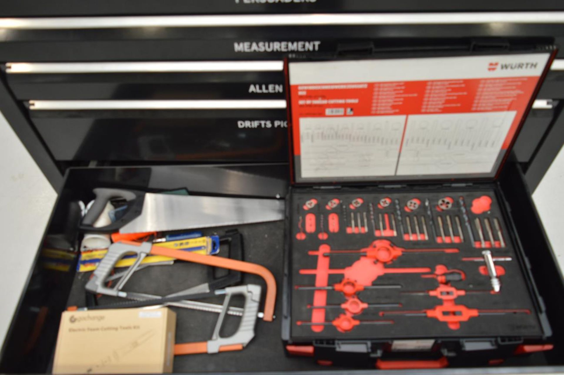 Dura, multidrawer tool chest with spanners, pliers, files and chisels ...