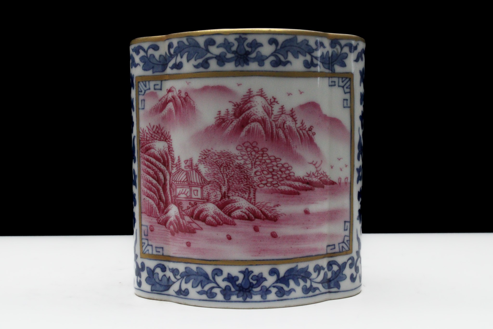 A Chinese Famille Rose Porcelain Brush Pot in the Style of the Qing ...