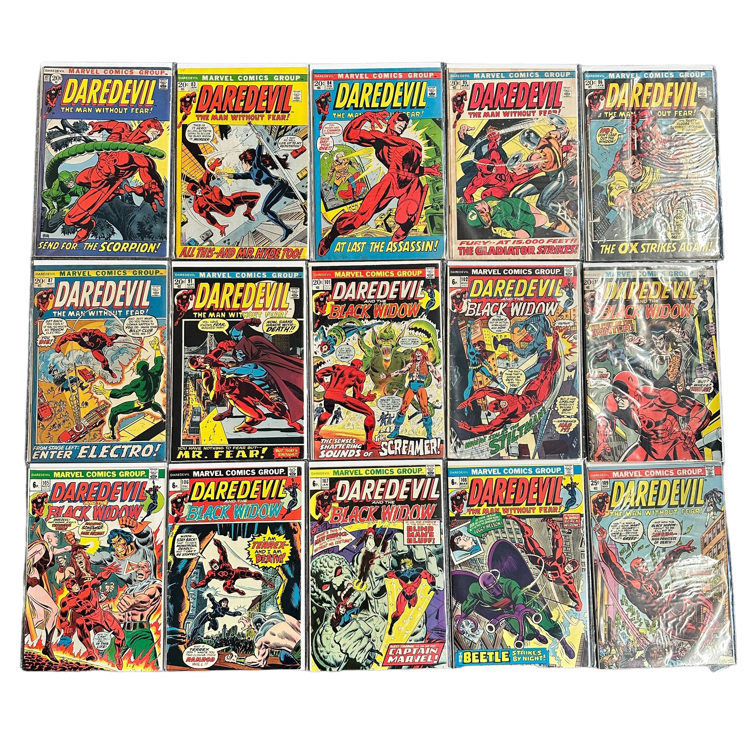 Marvel Comics Daredevil 1970s Nos 82-87, 91, 101, 102, 104-110, 112-115 ...