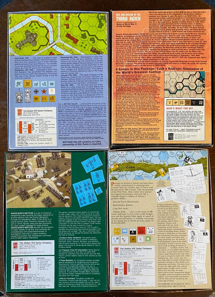 Avalon Hill Quartet of Strategic Wargames Military Board Games, inc ...