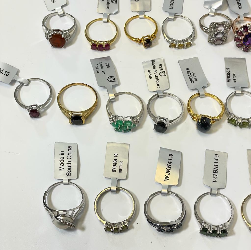 Collection Of 49 Sterling Silver & silver gilt gem set rings by ...