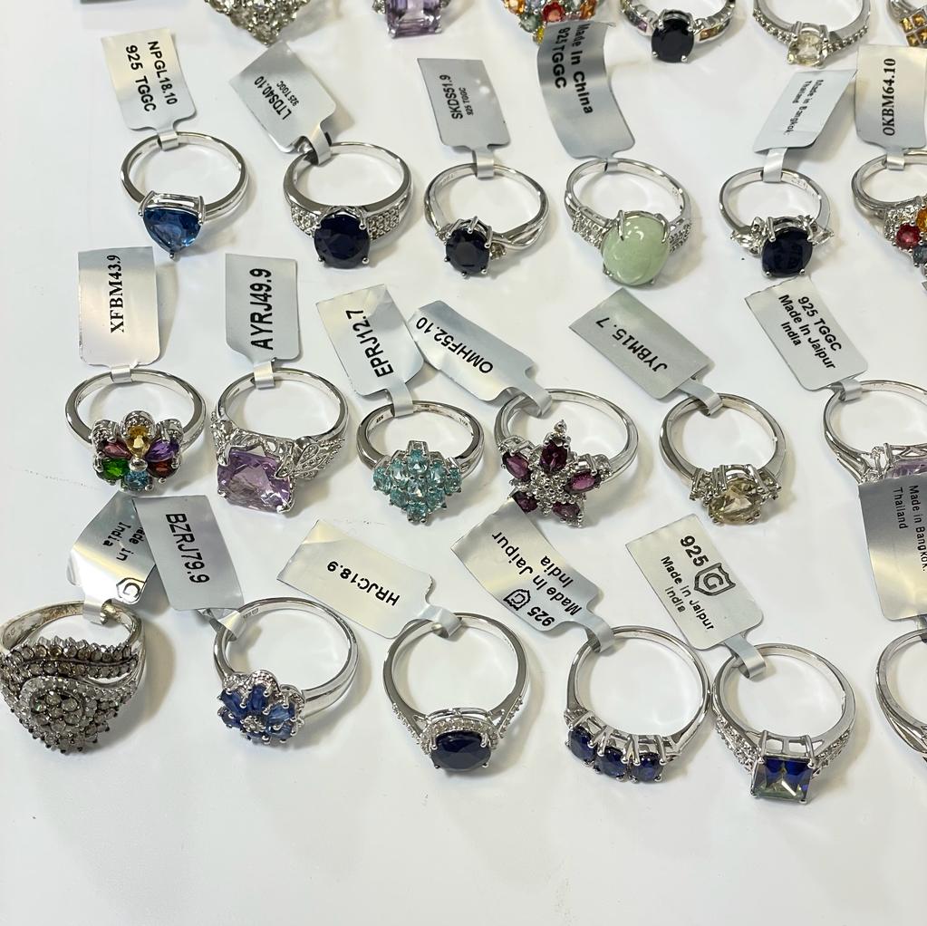A collection of 50 Sterling Silver gem set rings by Gemporia. Many new ...