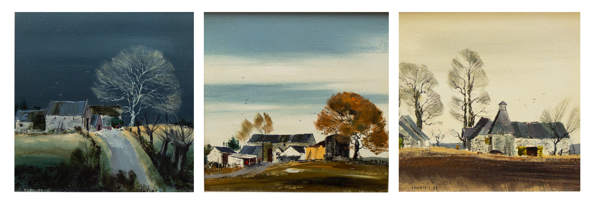 Michael Barnfather (Born. 1934) A set of 3 oil on board paintings ...