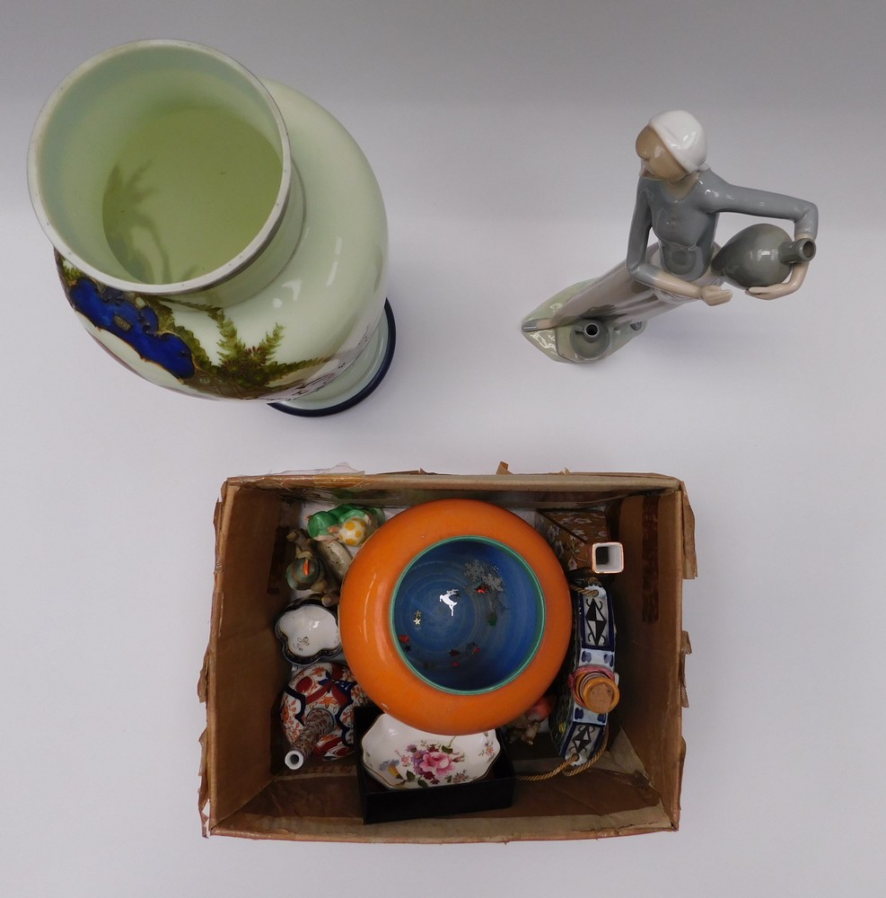 A mixed lot of various pottery including; a Lladro figurine, Shelley ...