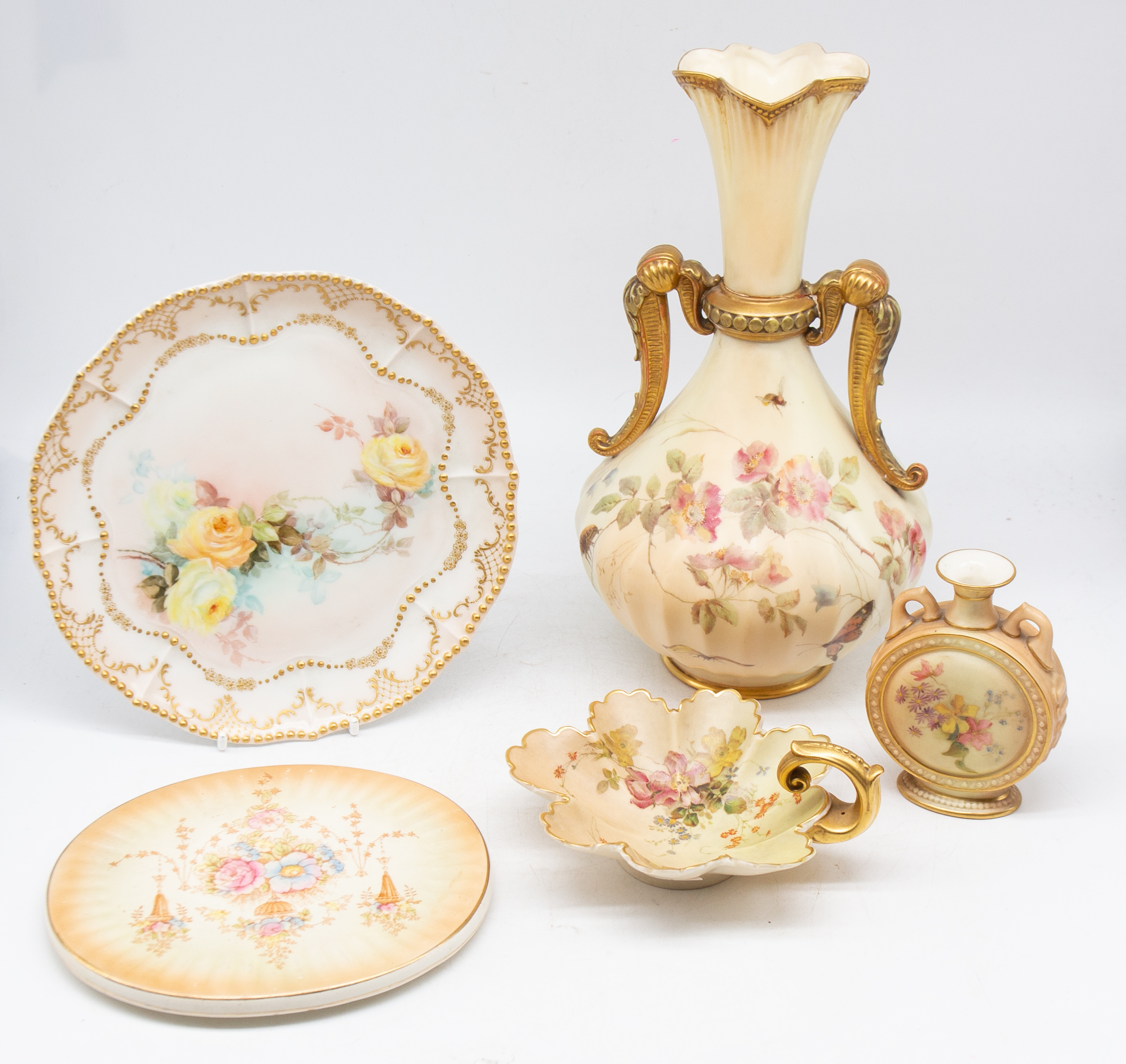 A small amount of Royal Worcester blush ivory ceramics to include; a ...
