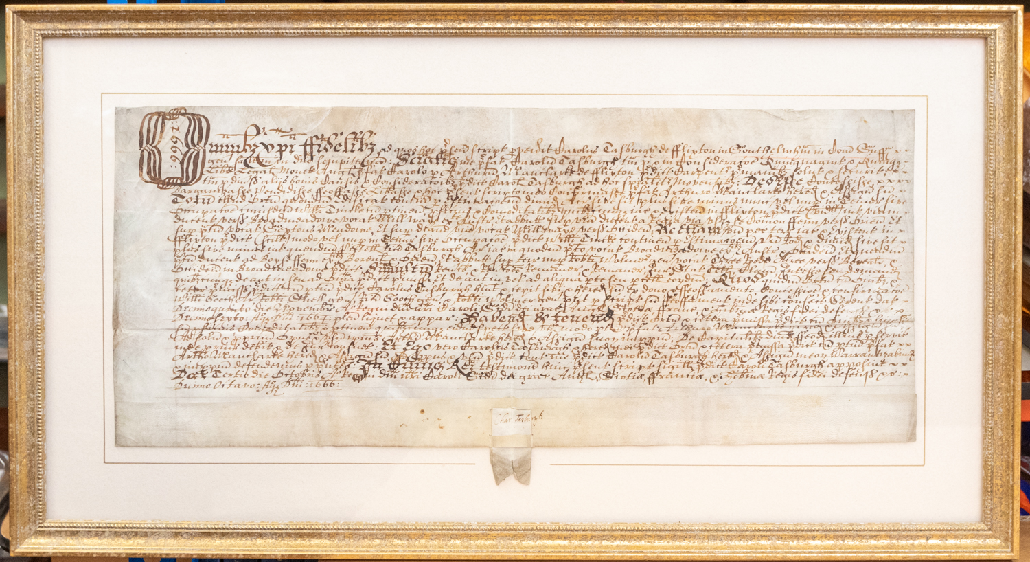 Charles II period vellum indenture, dated 1666 [Annus mirabilis year of ...