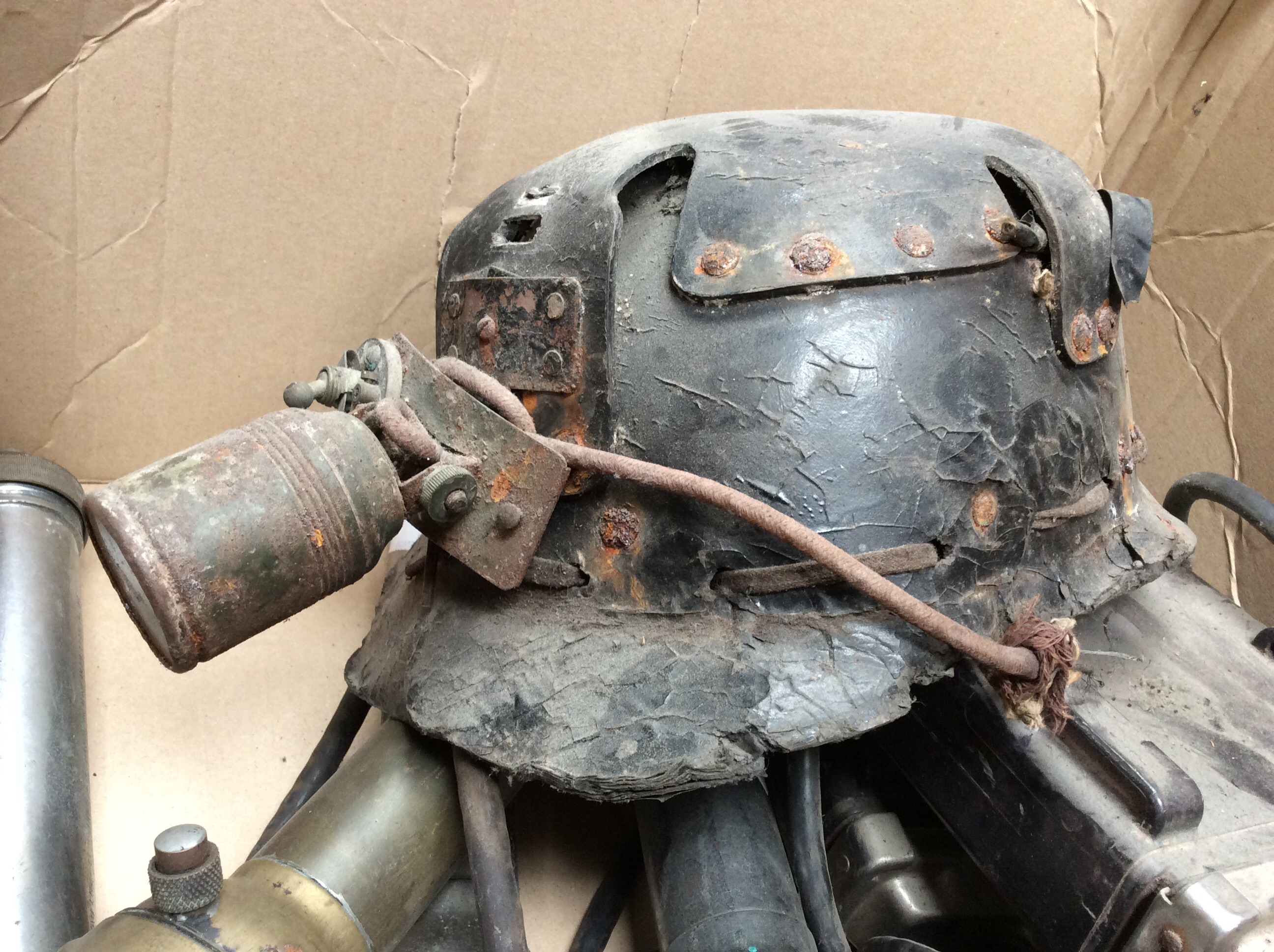 Mining ephemera interest:- Collection of vintage miners torches, helmet ...