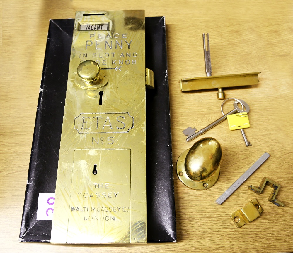 A 19th century solid brass Walter Cassey Limited London toilet lock ...