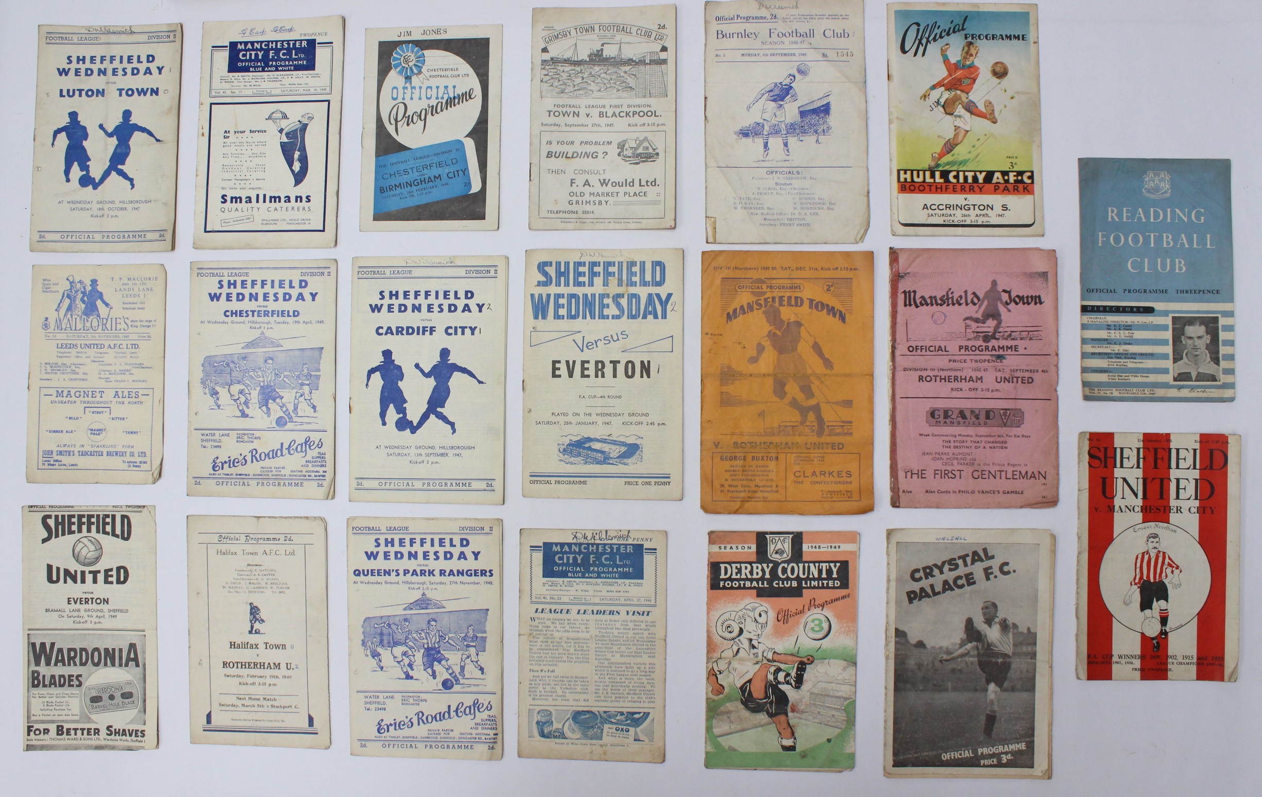 Football: A collection of assorted 1940s football programmes, mostly of ...