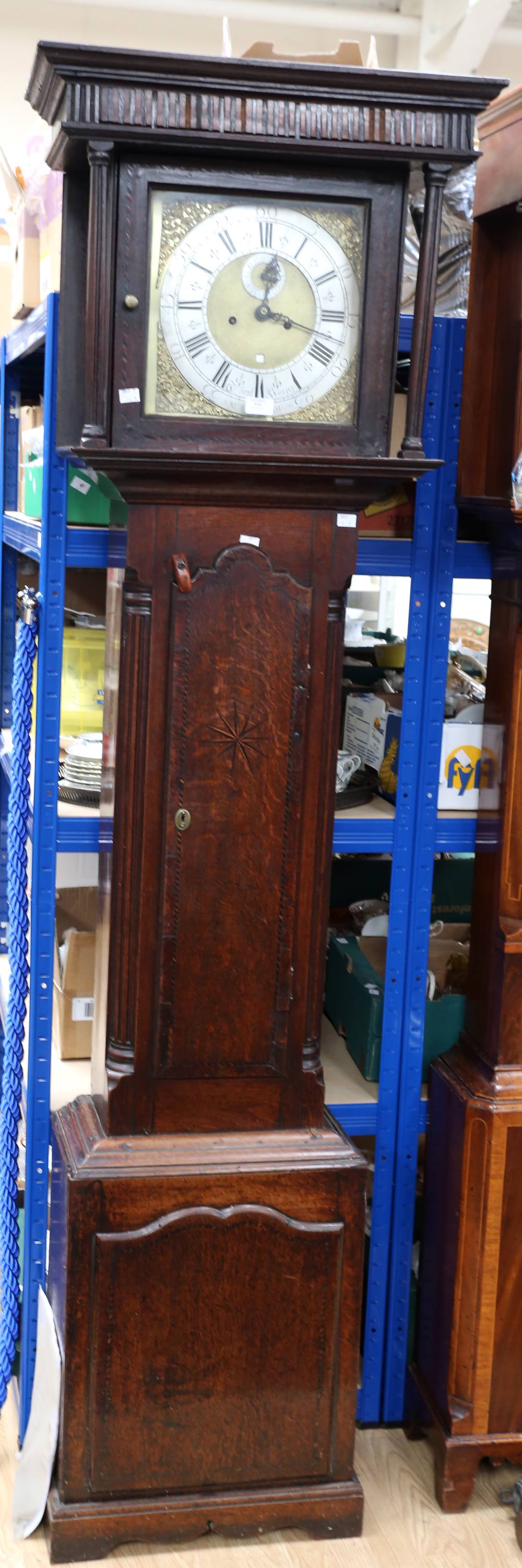 Thomas Harper of Salop; an 18th century oak cased longcase clock, the brass faced 8 day movement