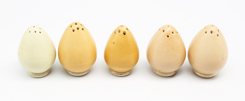 Macintyre & Co ceramic egg salt and pepper pots, unmarked blue and ...
