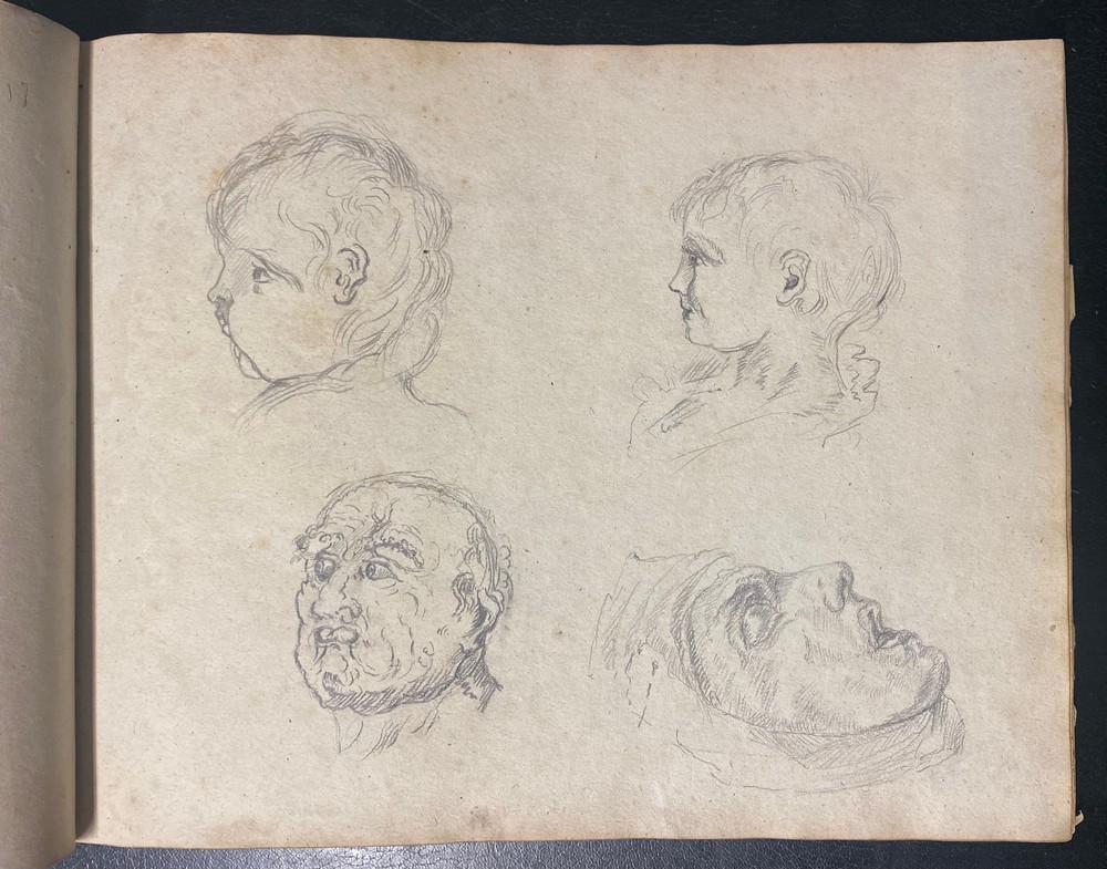 Luddism. A manuscript album featuring an illustration of someone being ...