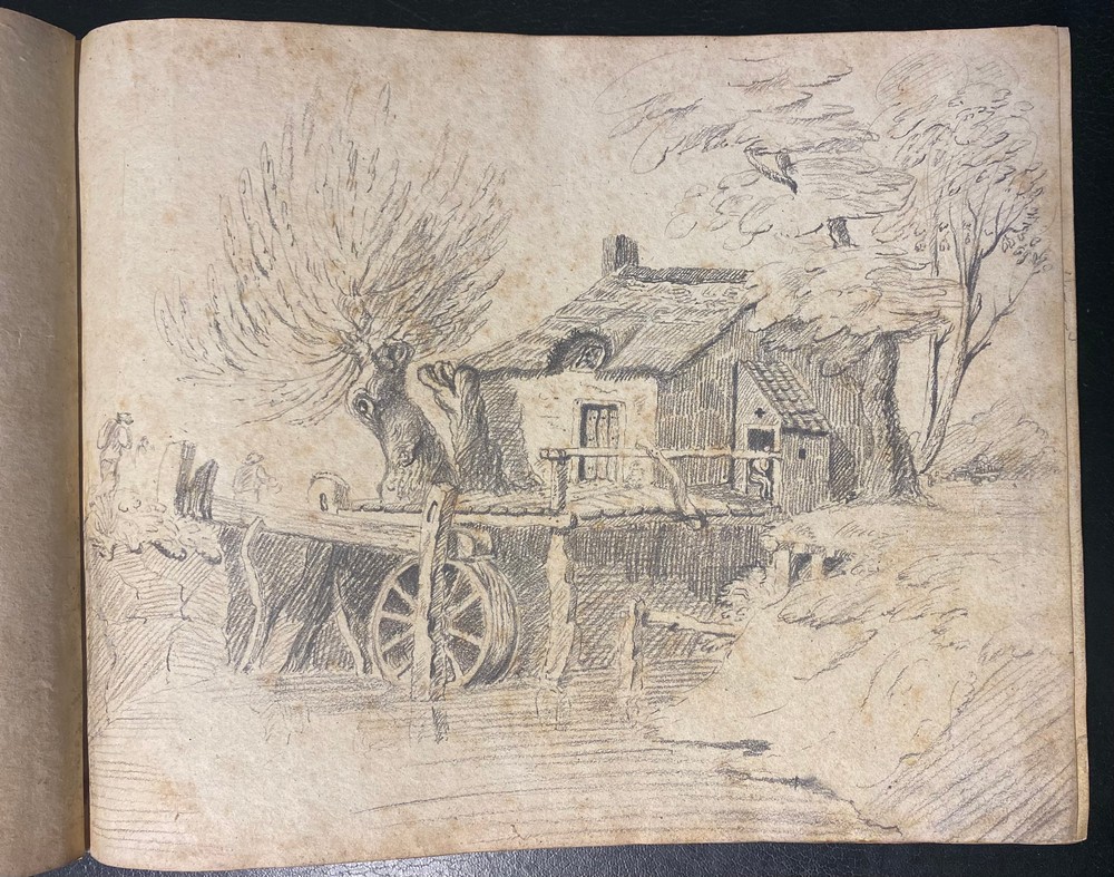Luddism. A manuscript album featuring an illustration of someone being ...