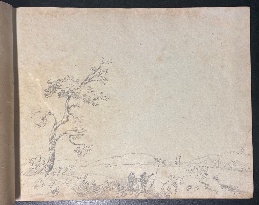 Luddism. A manuscript album featuring an illustration of someone being ...
