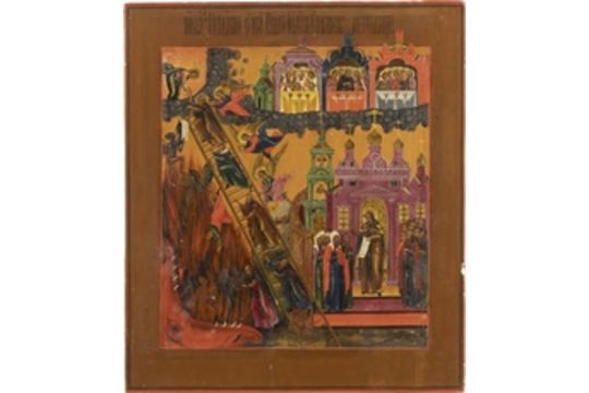 SELTENE IKONE DER HIMMELSLEITER DES JOHANNES KLIMAKOS Russland, Palech ...
