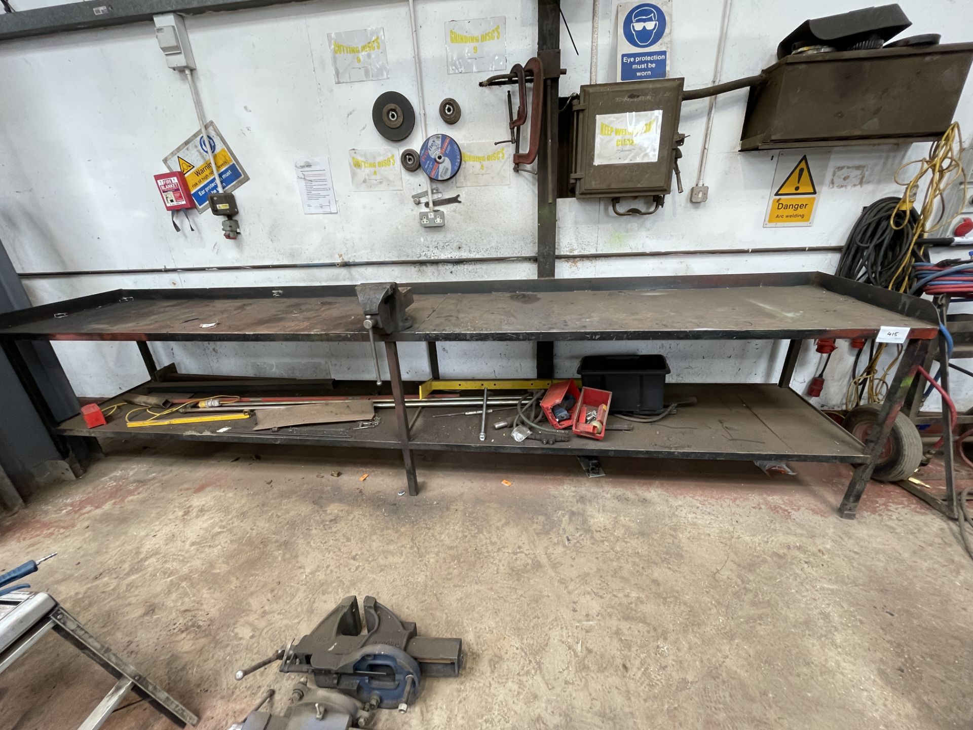 1: Purpose Built Long Steel Work Bench Fitted with Record No. 6 Vice ...
