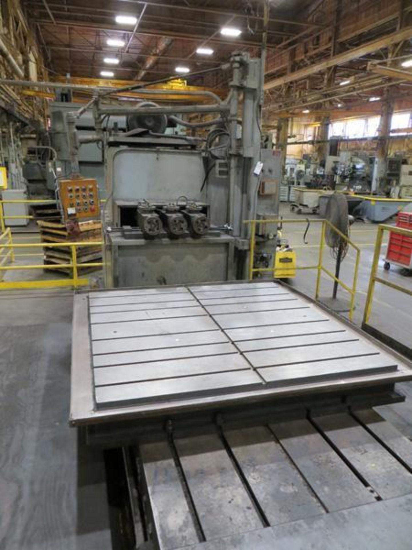 Three Spindle Horizontal Boring machine, 6.5" dia spindle heads, 67" x ...
