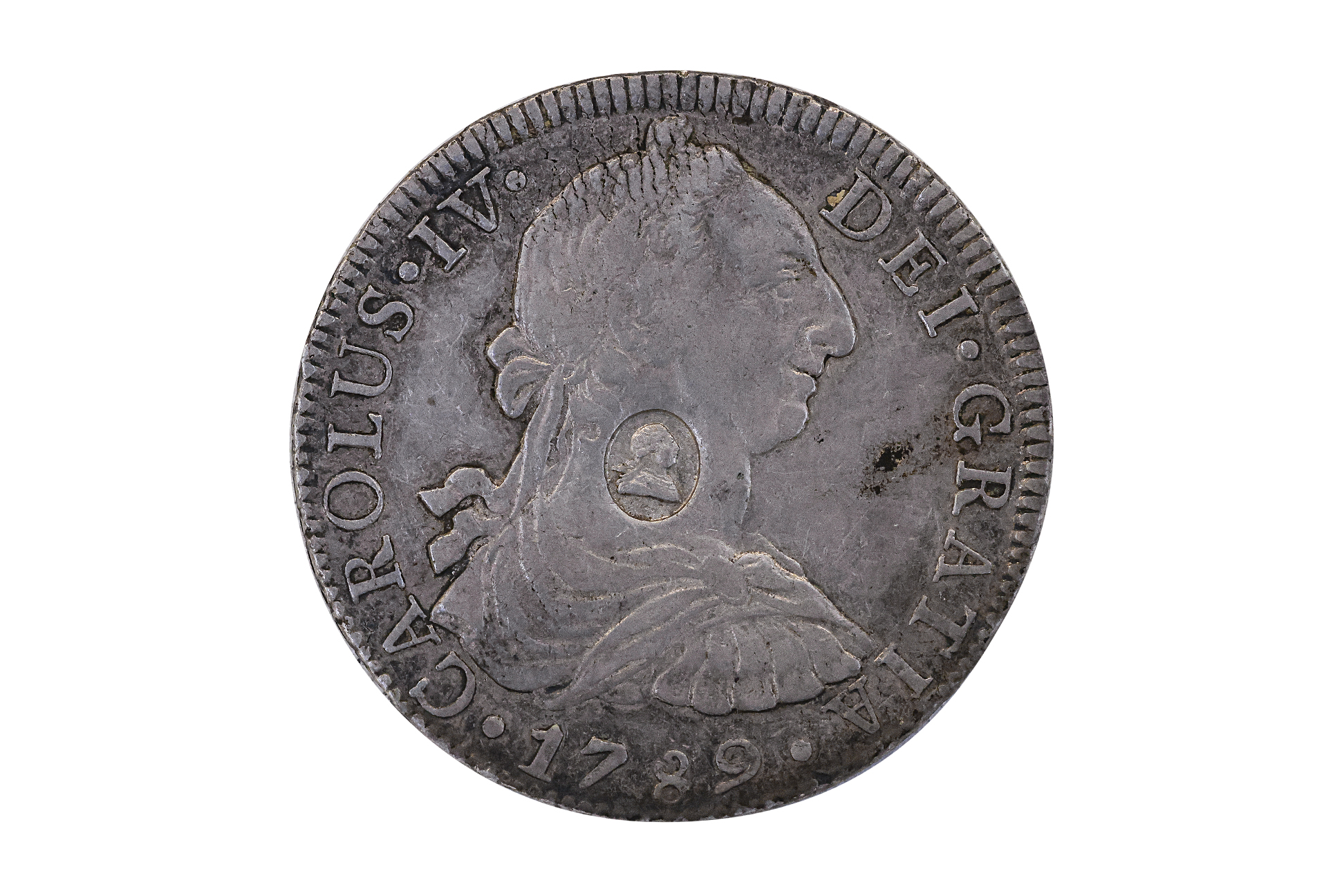 MEXICO 8 REALES 1789 GEORGE III COUNTERMARK 1789 Mo-FM Carlos IV ...
