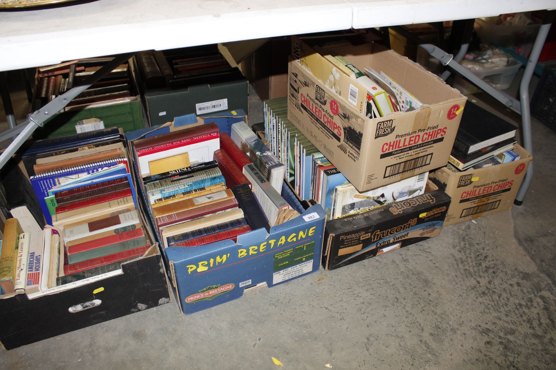 Five boxes of various books
