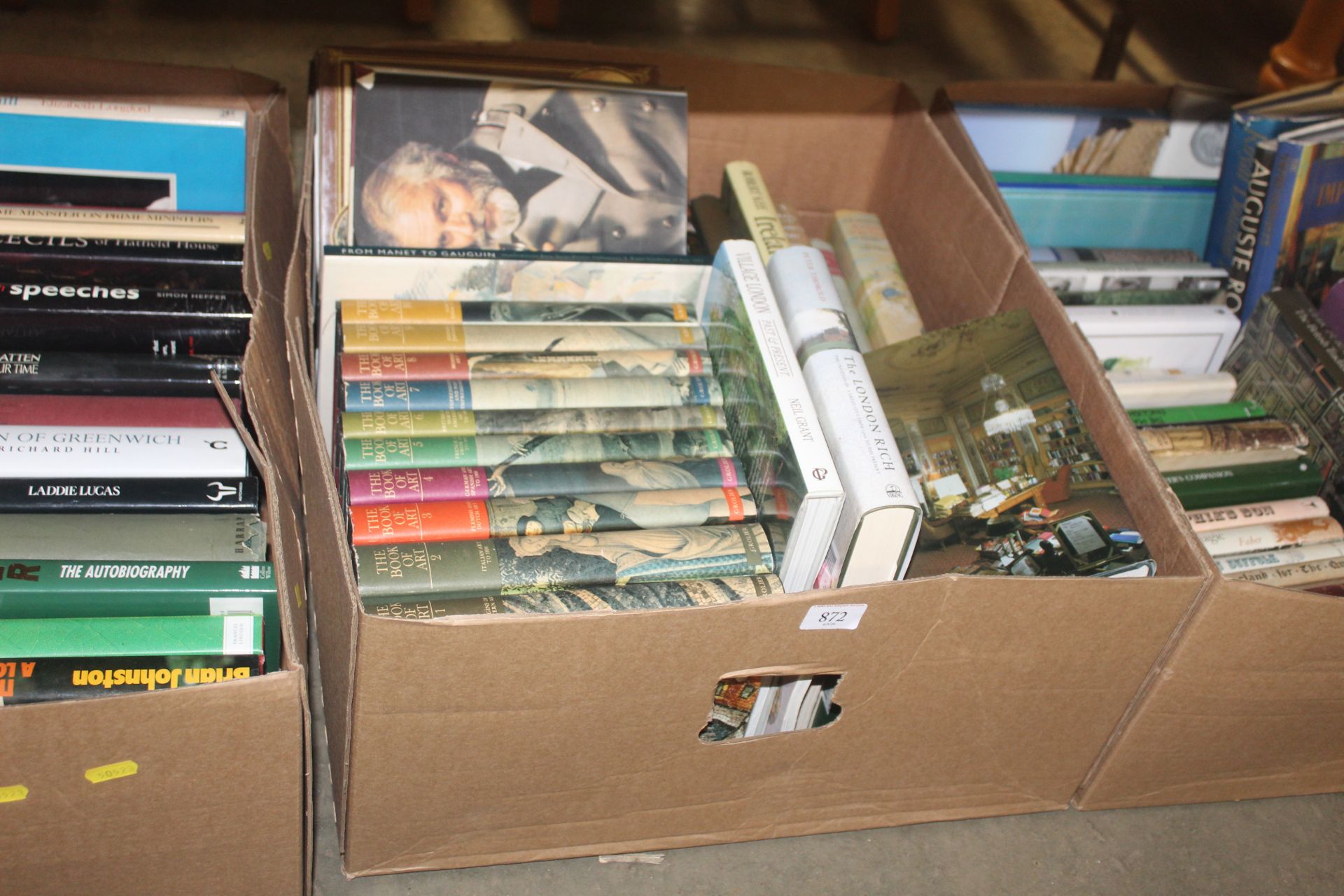 Three boxes of various books