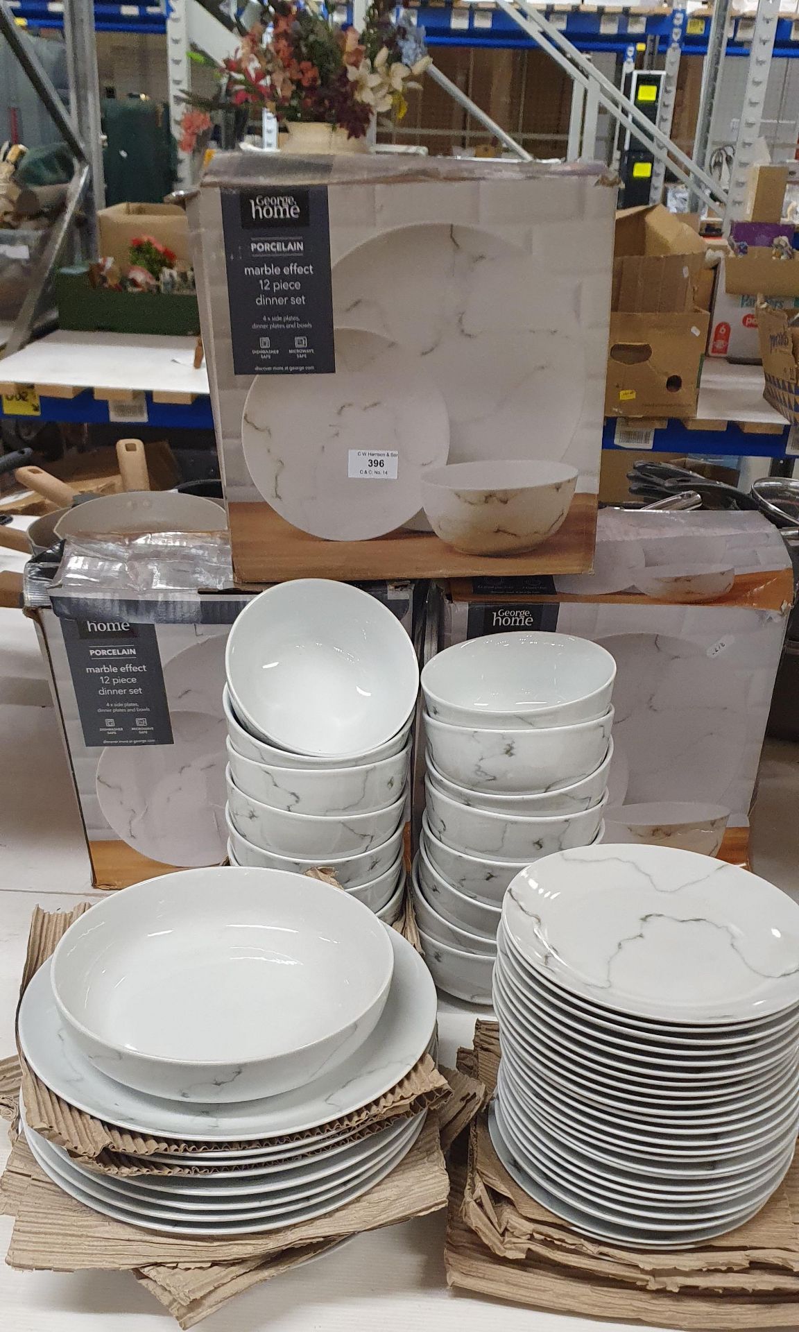 Fifty-six piece Porcelain Marble Effect dinner set - 12 x dinner plates ...