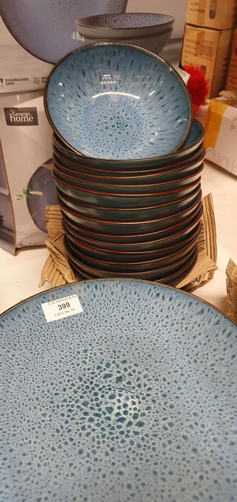 Sixty-six piece Blue Reactive Glaze Stoneware dinner set - 10 x dinner ...