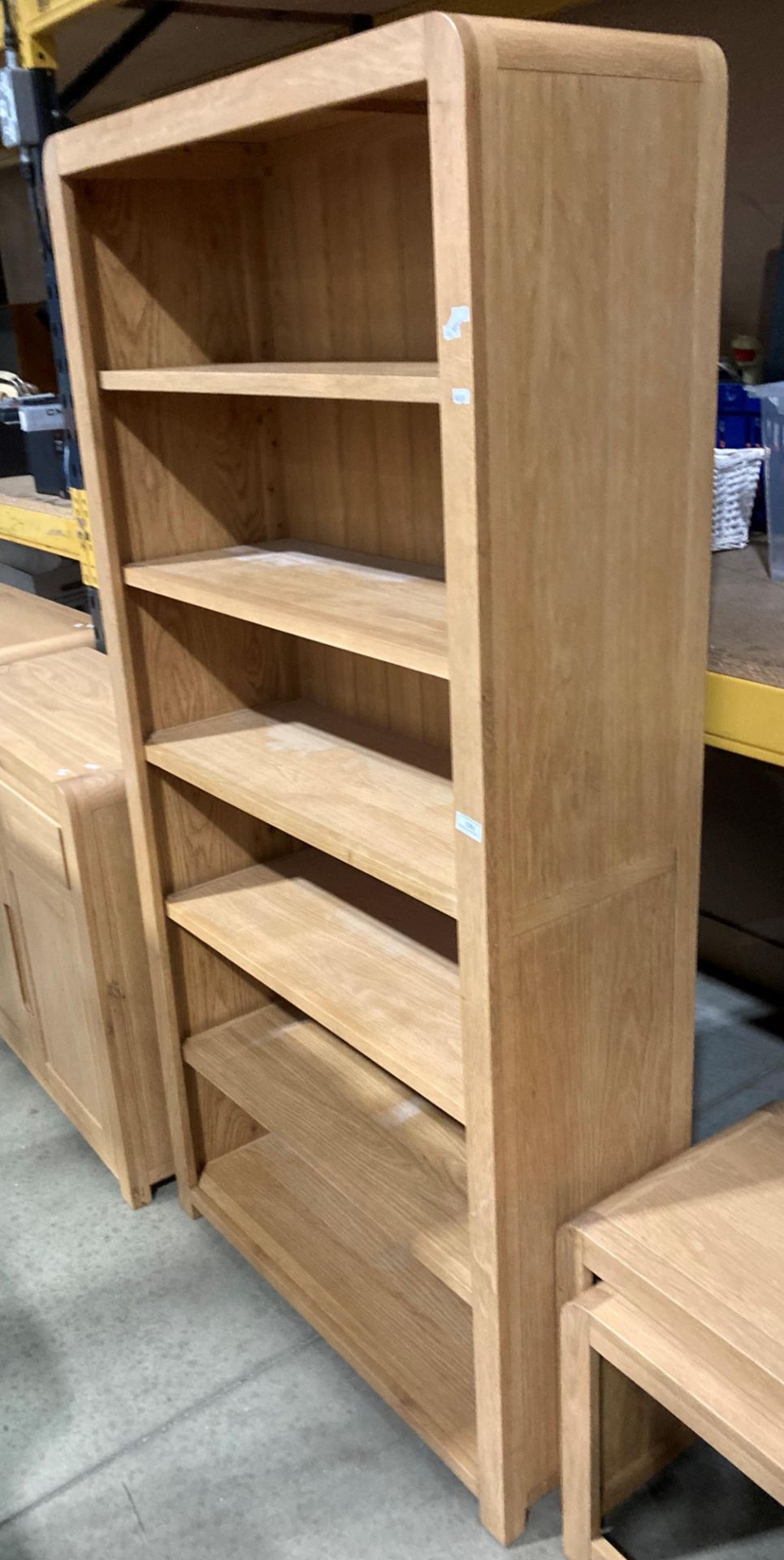 A modern light oak finish six shelf open bookcase, 90cm x 36cm x 180cm ...
