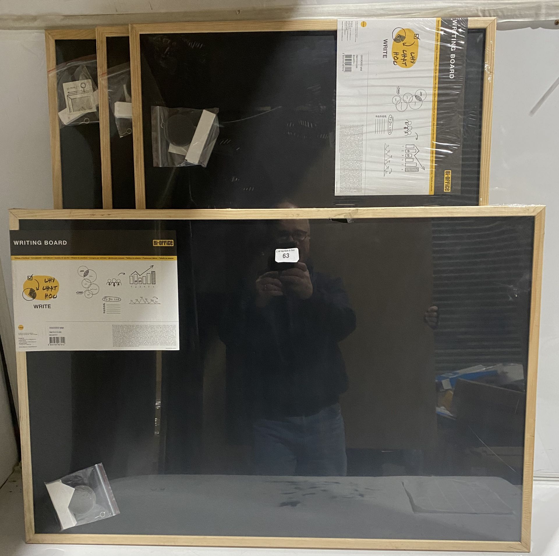 4 x B1 - Office chalk boards black with pine frame 900x600mm with chalk ...